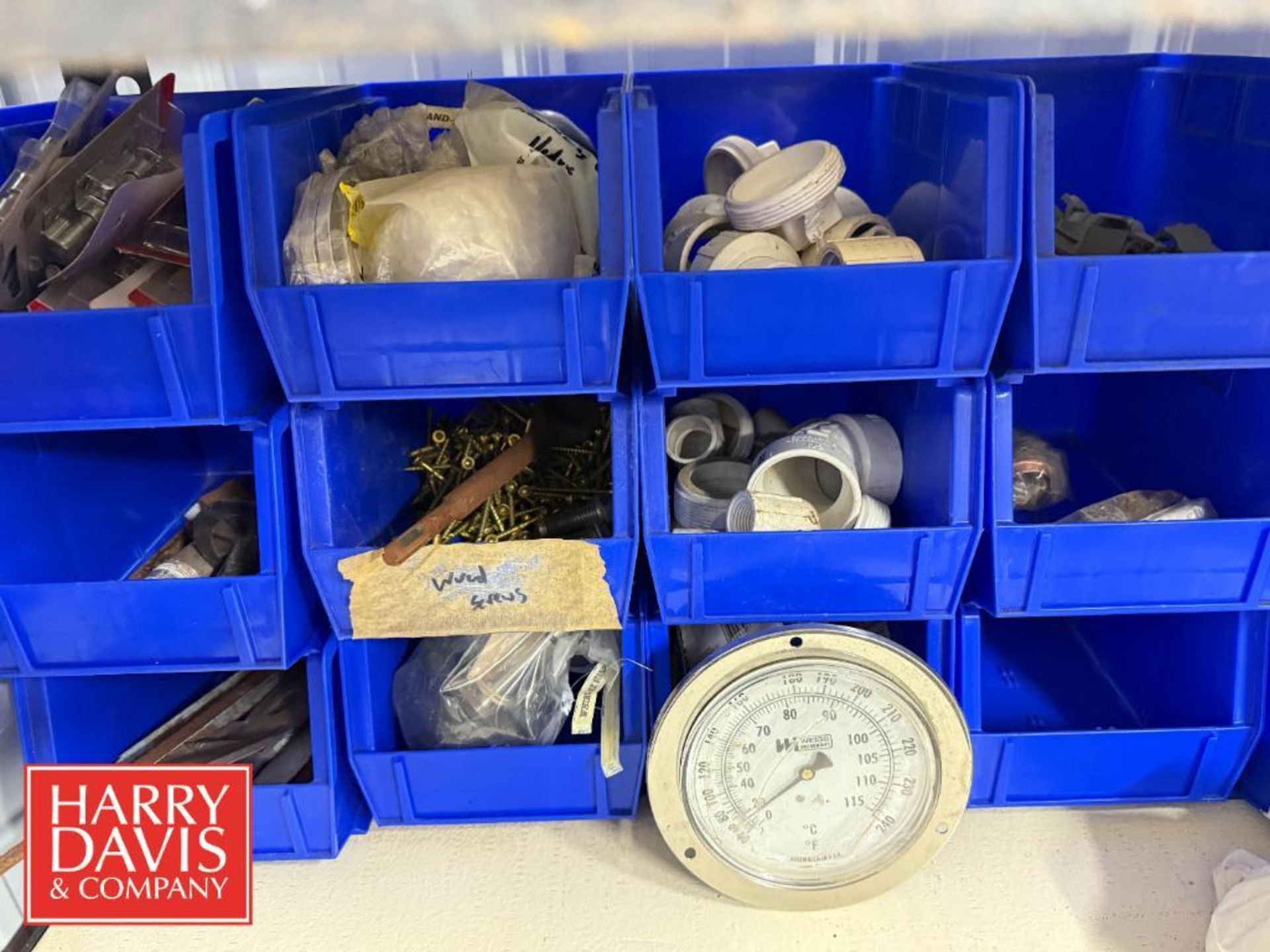 Shelf with Contents, Including: Vat Parts, Pump Parts, Valves, Fittings ...