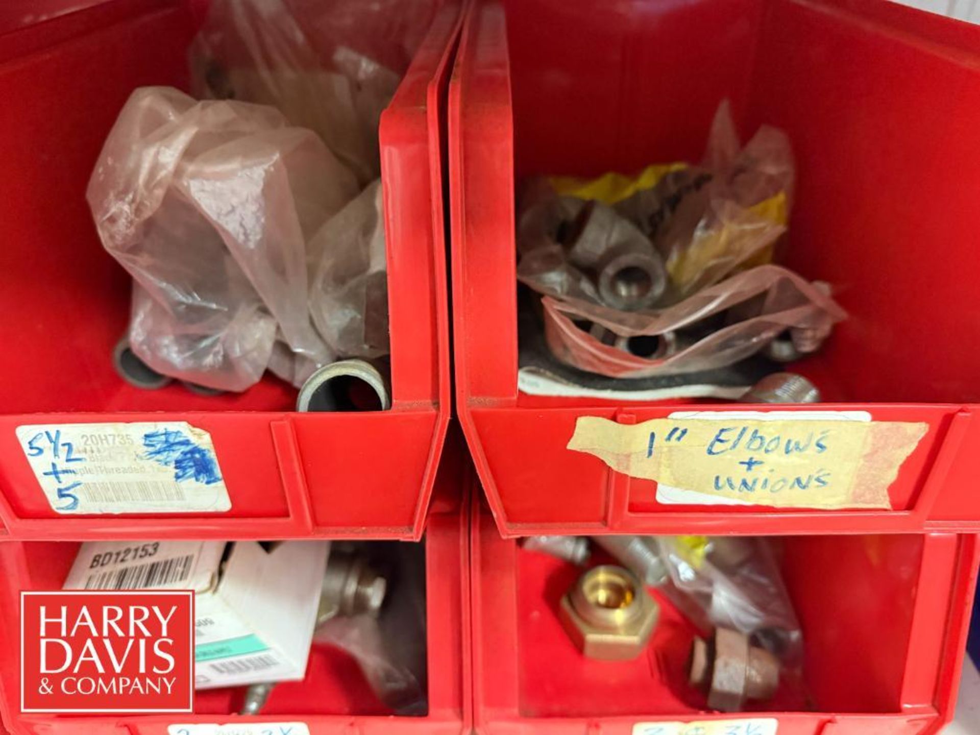 Shelf with Contents, Including: Vat Parts, Pump Parts, Valves, Fittings ...