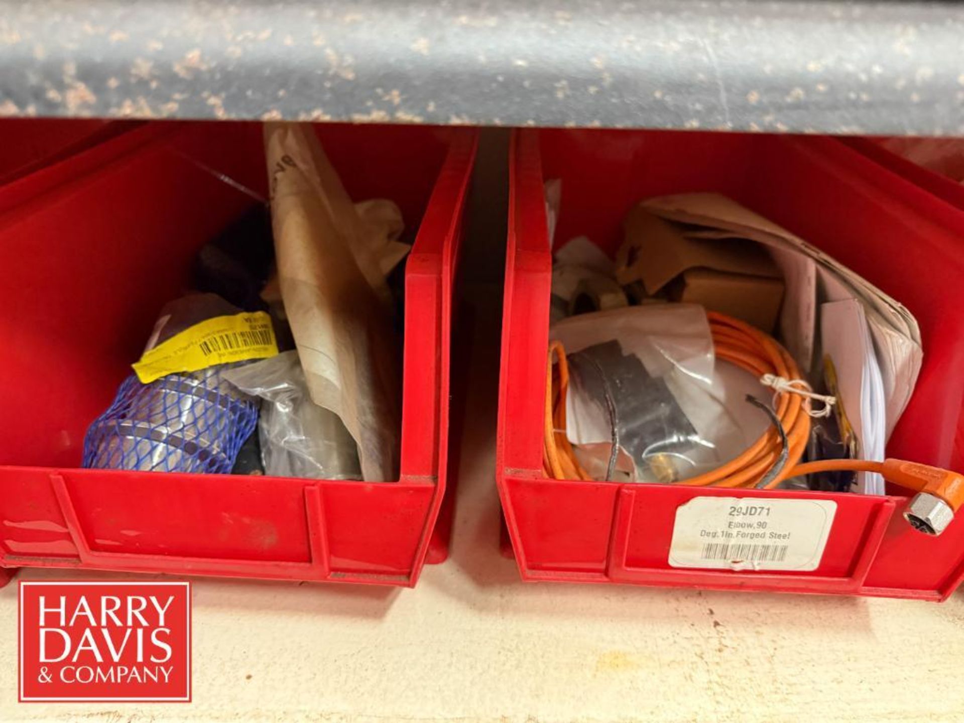 Shelf with Contents, Including: Vat Parts, Pump Parts, Valves, Fittings ...