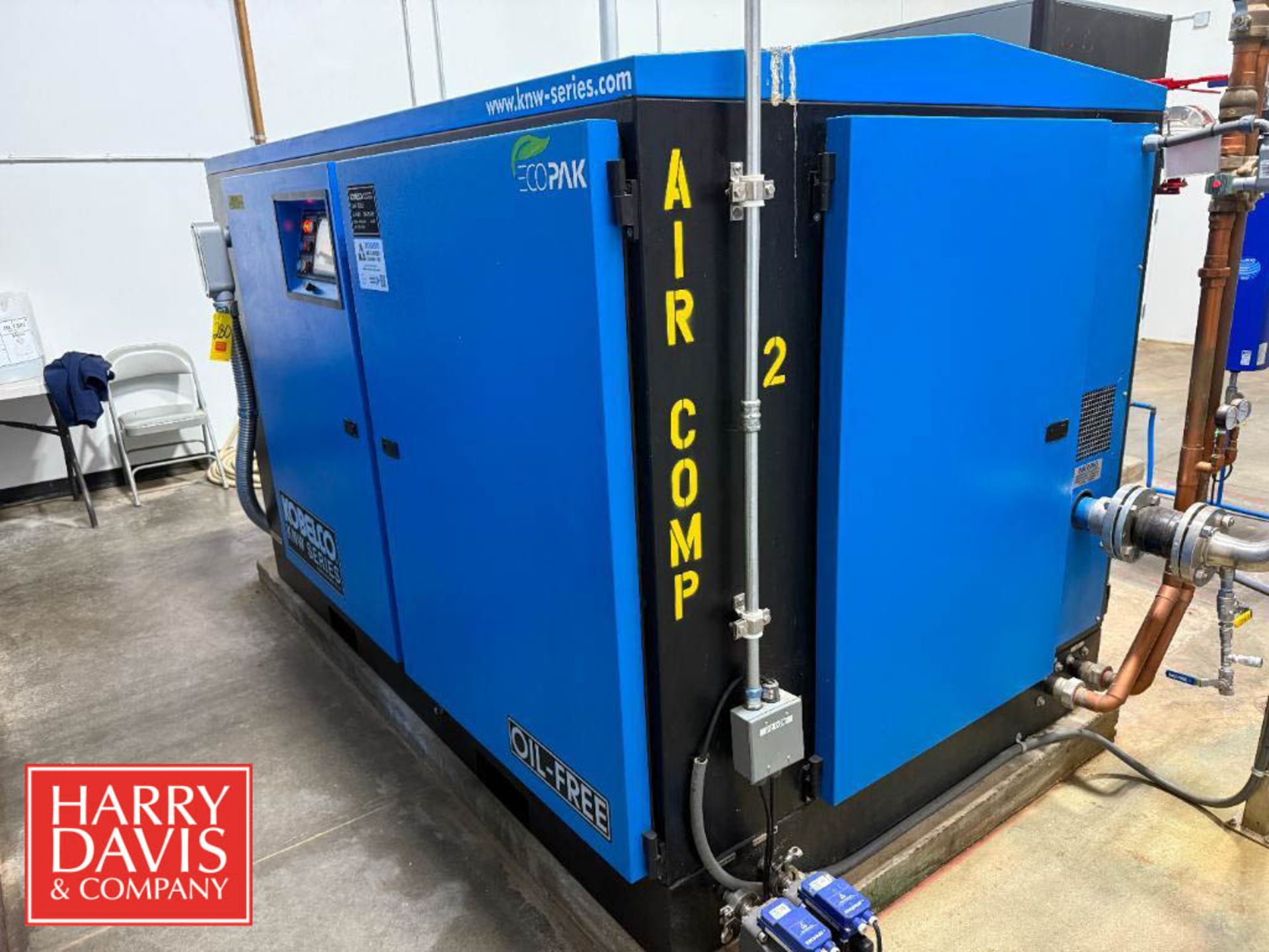 Kobelco KNW Series Oil-Free 2-Stage 150 HP Rotary Screw Air Compressor ...