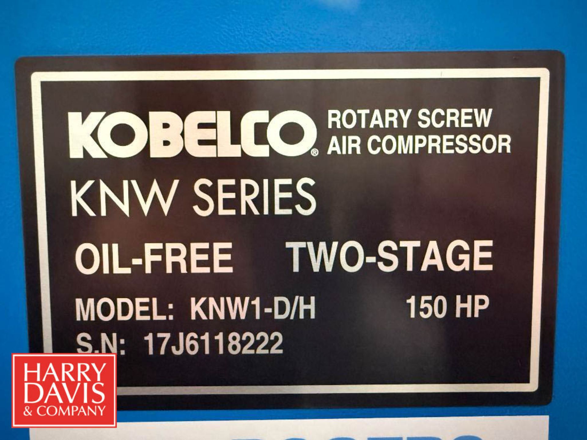 Kobelco KNW Series Oil-Free 2-Stage 150 HP Rotary Screw Air Compressor ...