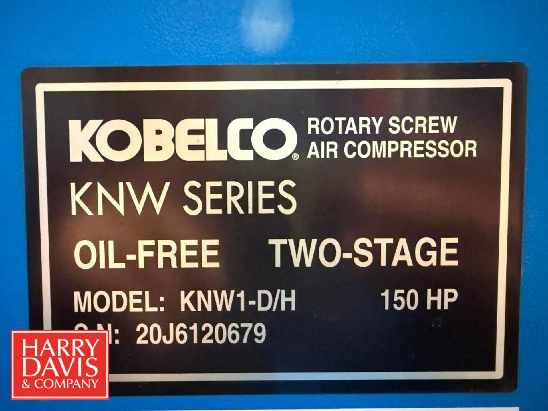 Kobelco KNW Series Oil-Free 2-Stage 150 HP Rotary Screw Air Compressor ...