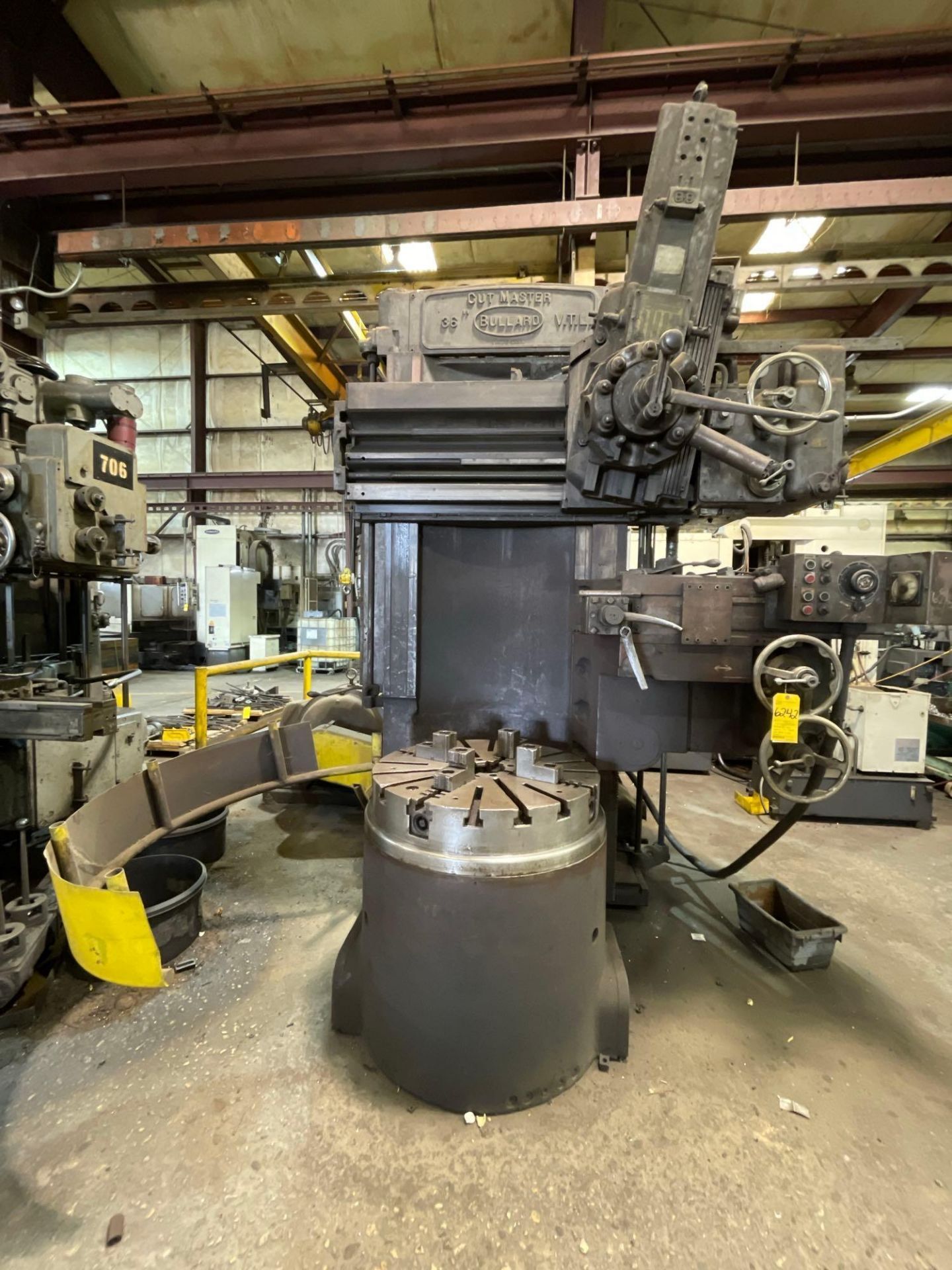 BULLARD 36 CUTMASTER HIGH COLUMN VTL, TURRET, SIDE HEAD, 4-JAW CHUCK ...