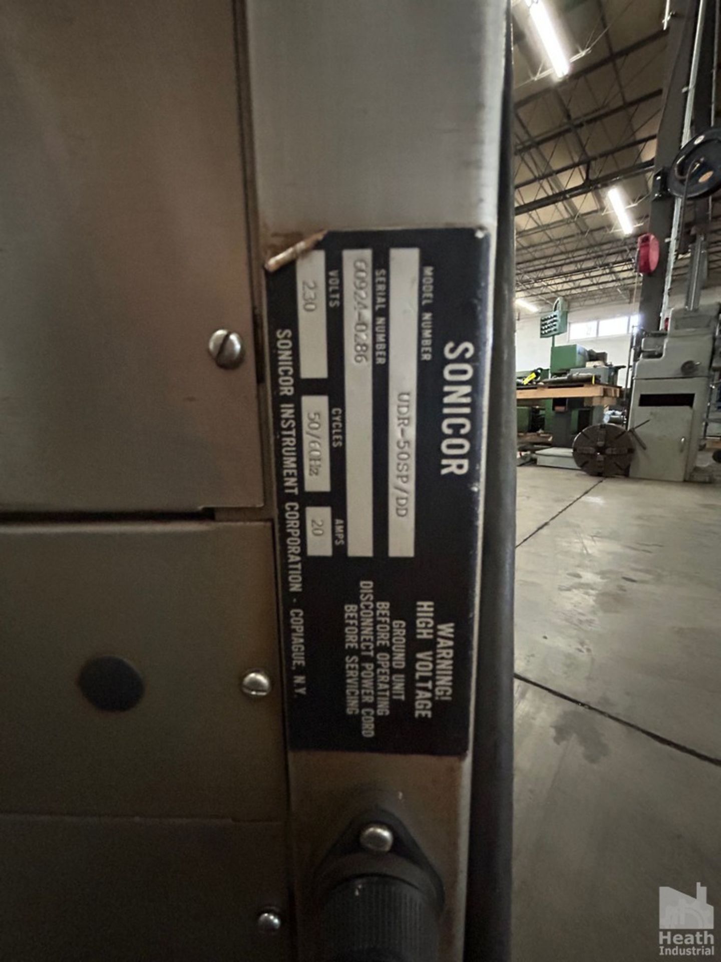 SONICOR MODEL VDR-505P/DD ULTRASONIC VAPOR DEGREASER S/N 60924-2086 ...