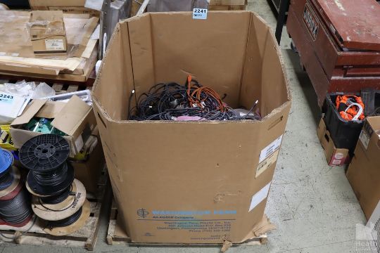 GAYLORD OF ASSORTED COMMS WIRE AND EXTENSION CORDS