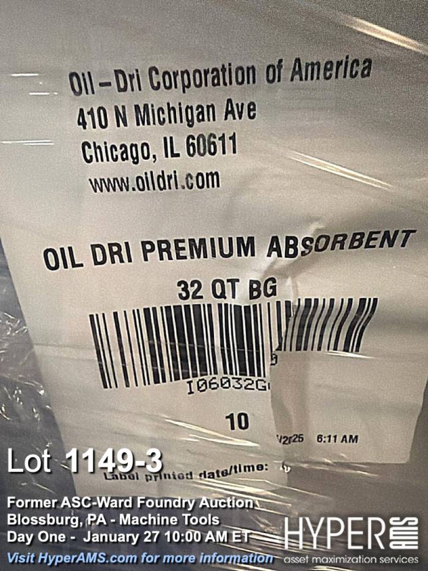 Lot (60) bags of Oil-Dri Premium Absorbent approximately 28 lbs per bag ...