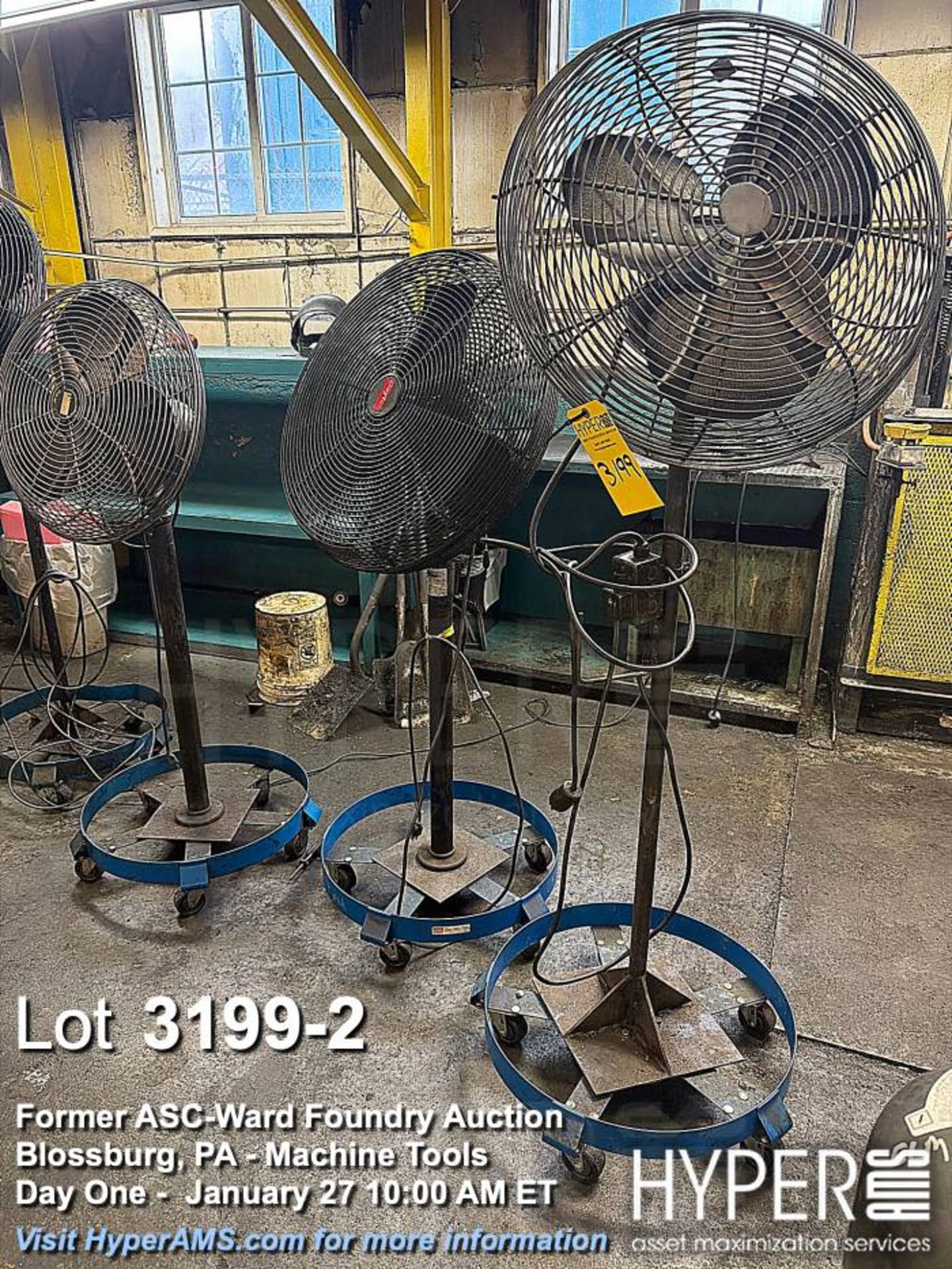Lot (6) fans as photographed Type: Industrial Floor Fan, Electric, 120V ...