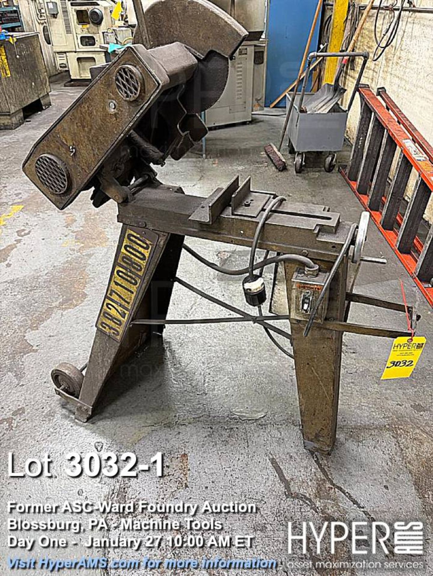 Industrial Metal Cutting Chop Saw, featuring a 14-inch blade, mobile ...