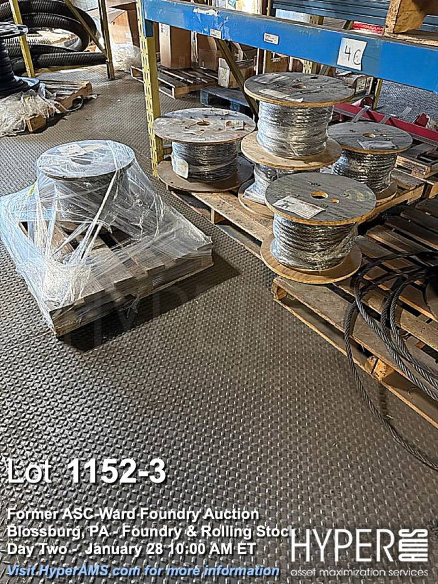 Lot (9) Industrial Steel Wire Cable Spools, Type: Industrial Wire Cable ...