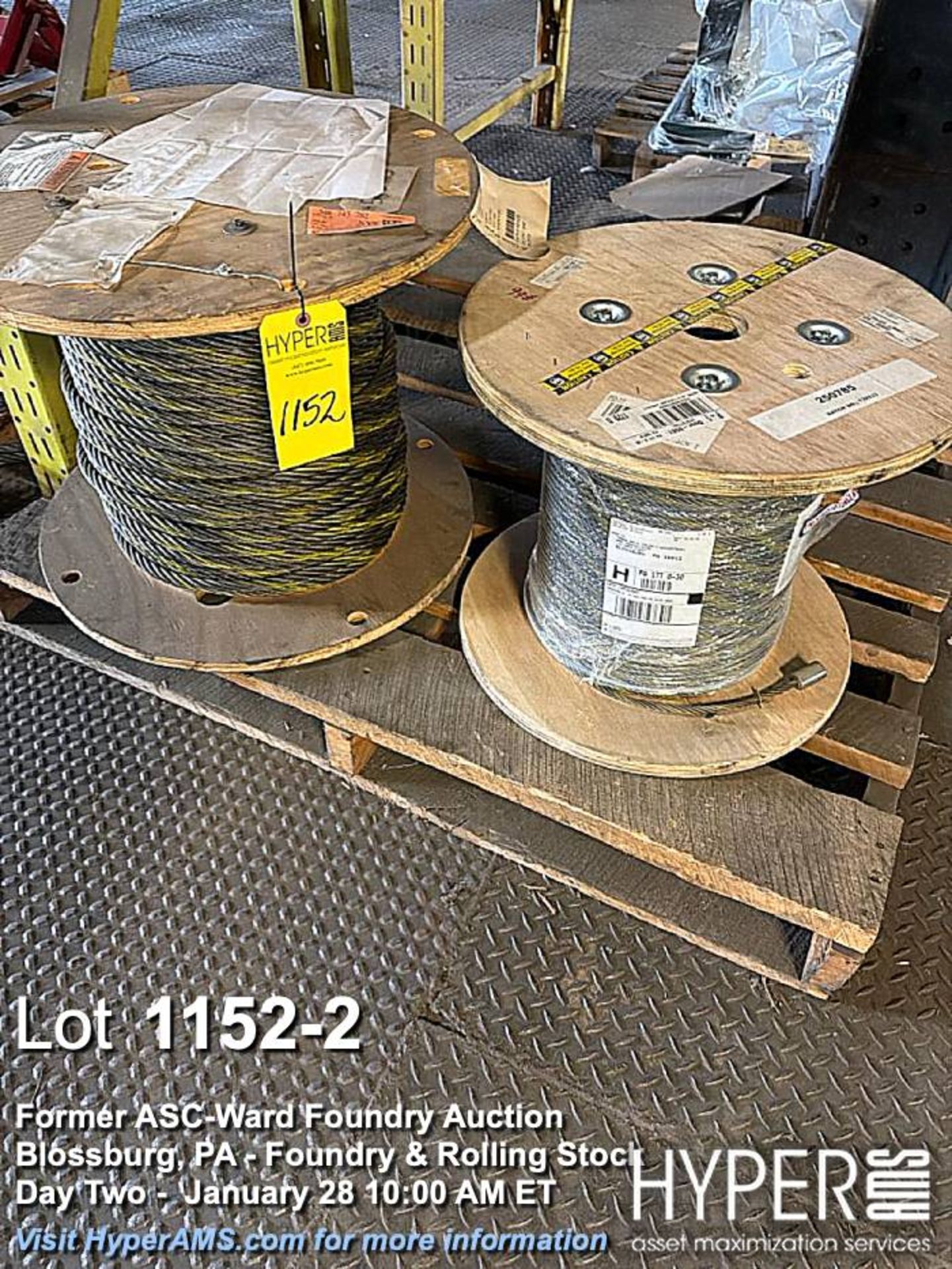 Lot (9) Industrial Steel Wire Cable Spools, Type: Industrial Wire Cable ...