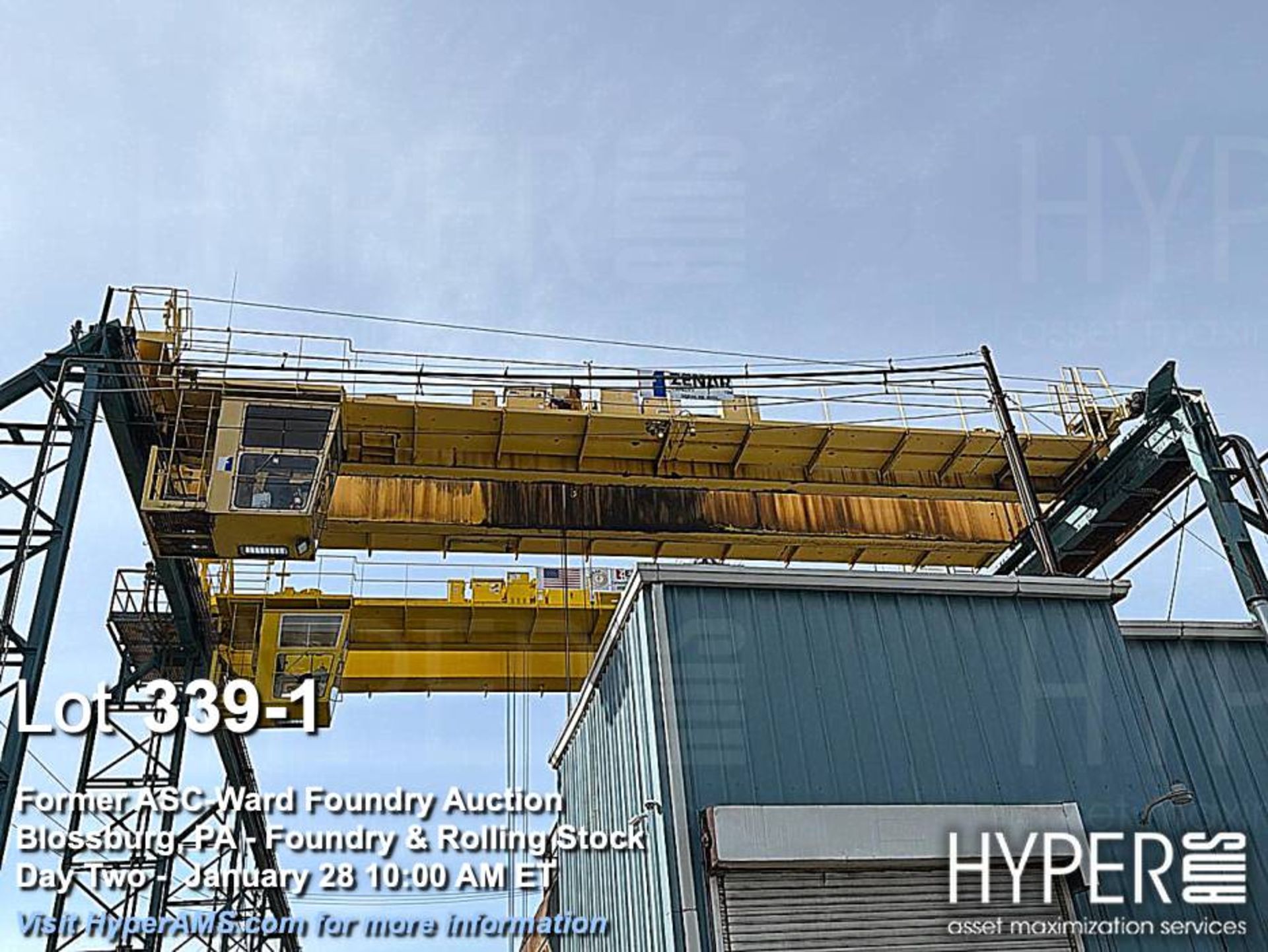 2006 Zenar 5 ton top running bridge crane s/n 8051, 50' span, cab ...