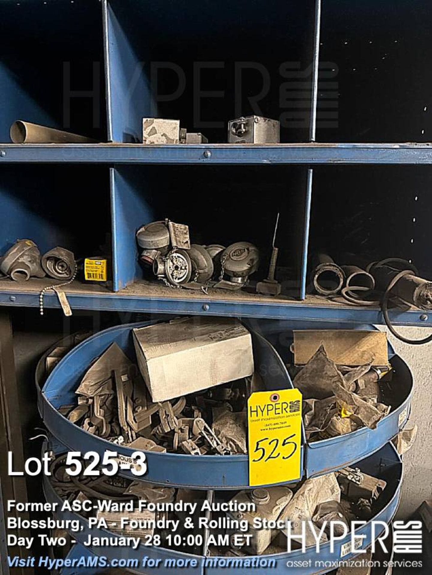 Industrial Storage Rack with Assorted Electrical Components, rotating ...