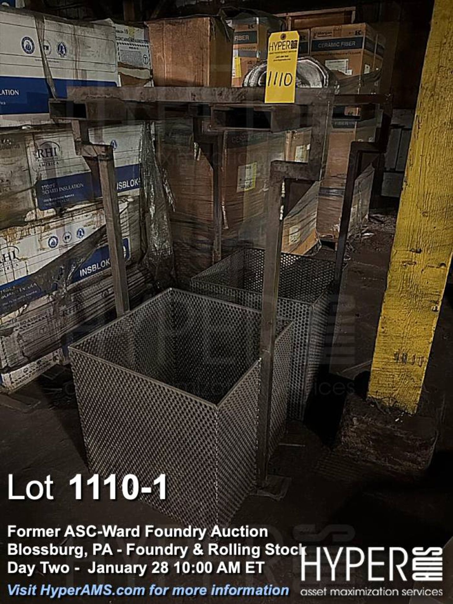 Industrial Metal Baskets with Lifting Frame, Steel, Mesh Design, Approx ...