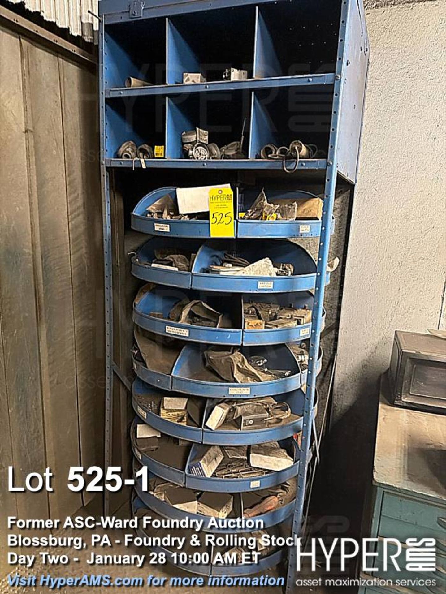 Industrial Storage Rack with Assorted Electrical Components, rotating ...