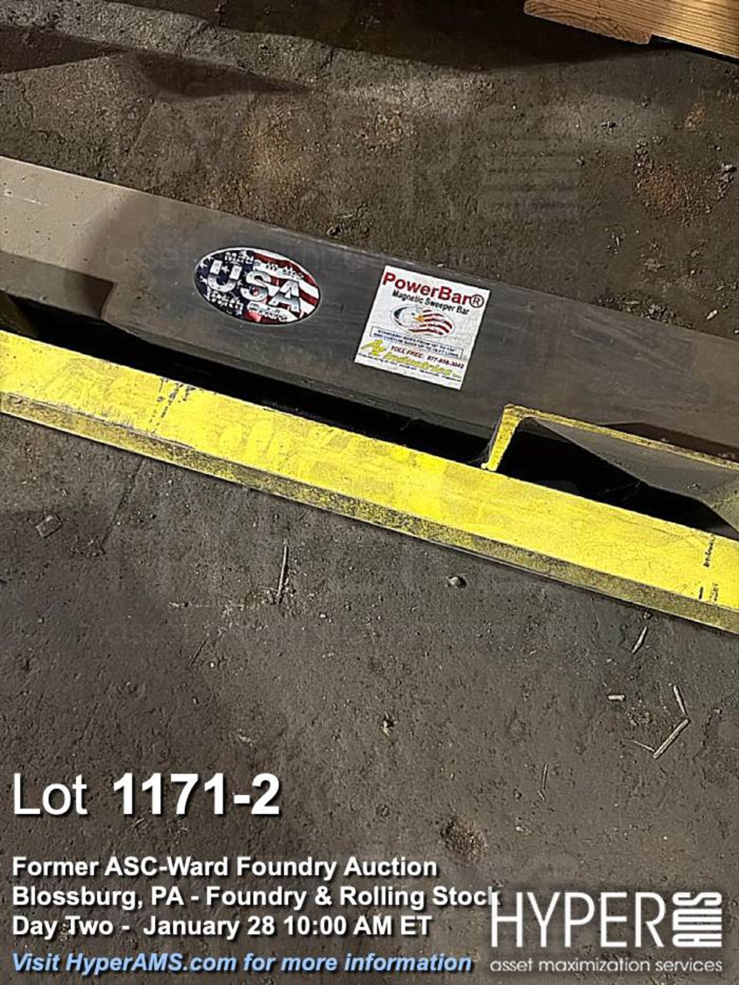 PowerBar Forklift Fork Magnet, Yellow Metal, Category: Forklift magnet