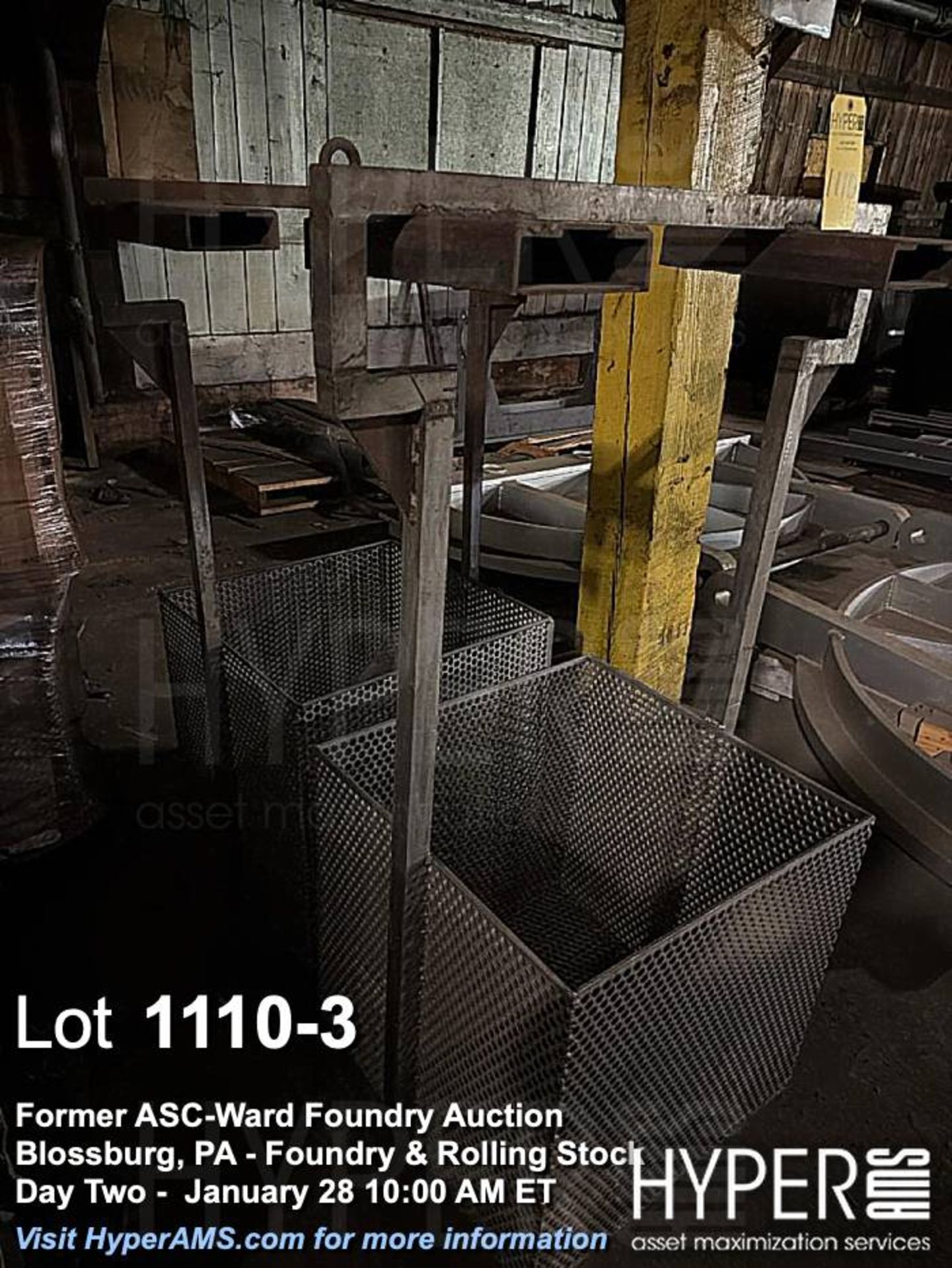 Industrial Metal Baskets with Lifting Frame, Steel, Mesh Design, Approx ...