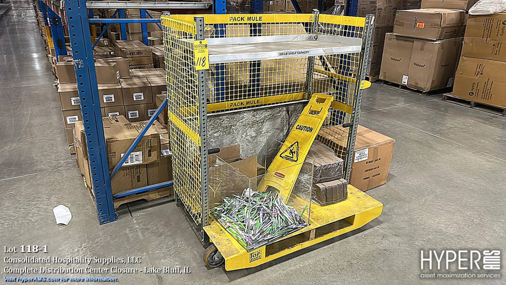 Pack Mule Industrial Utility Cart, 200 lb. shelf capacity, metal with ...