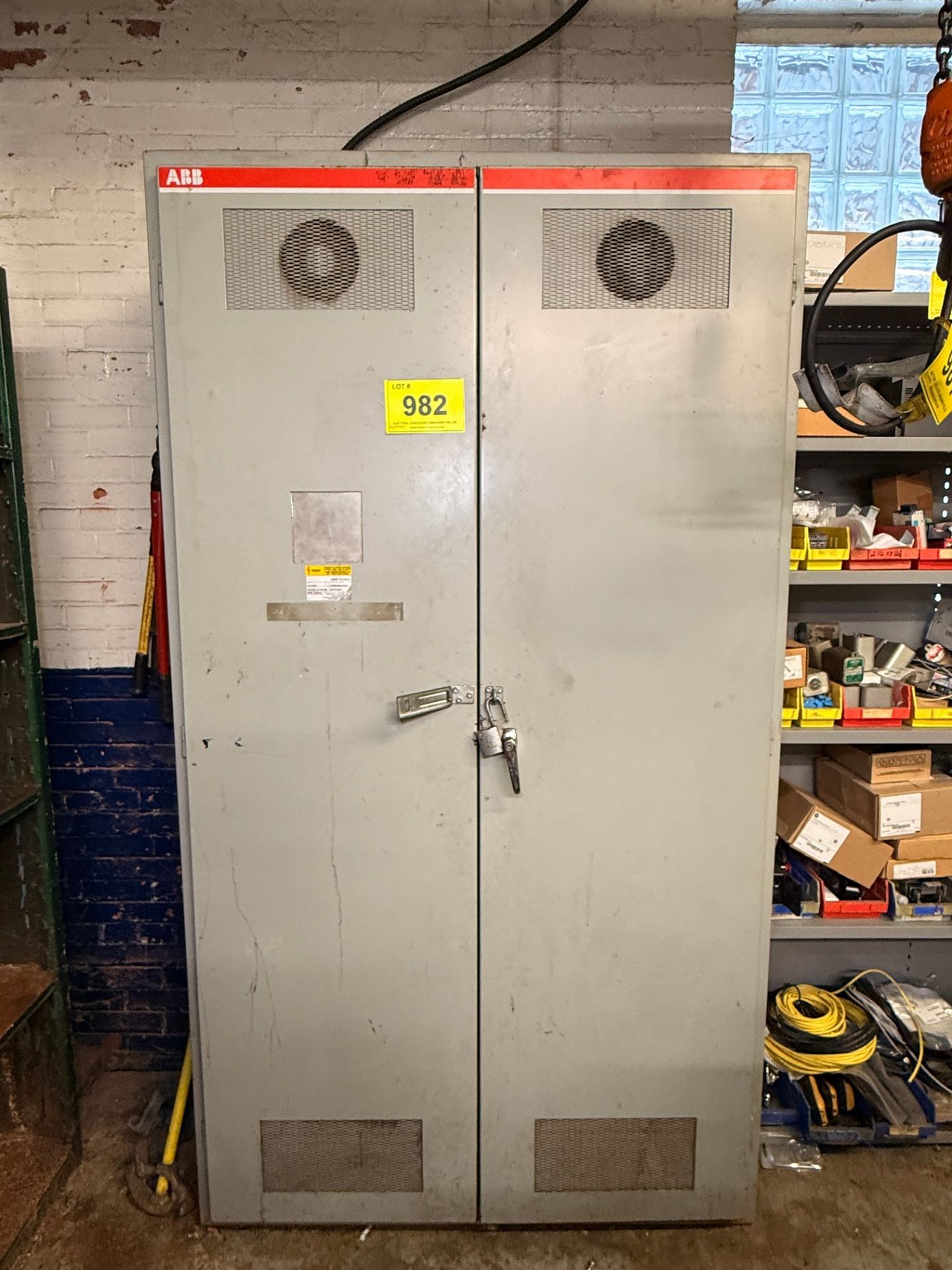 ABB 2-Door Control Panel Storage Cabinet Equipped w/ Battery Chargers ...