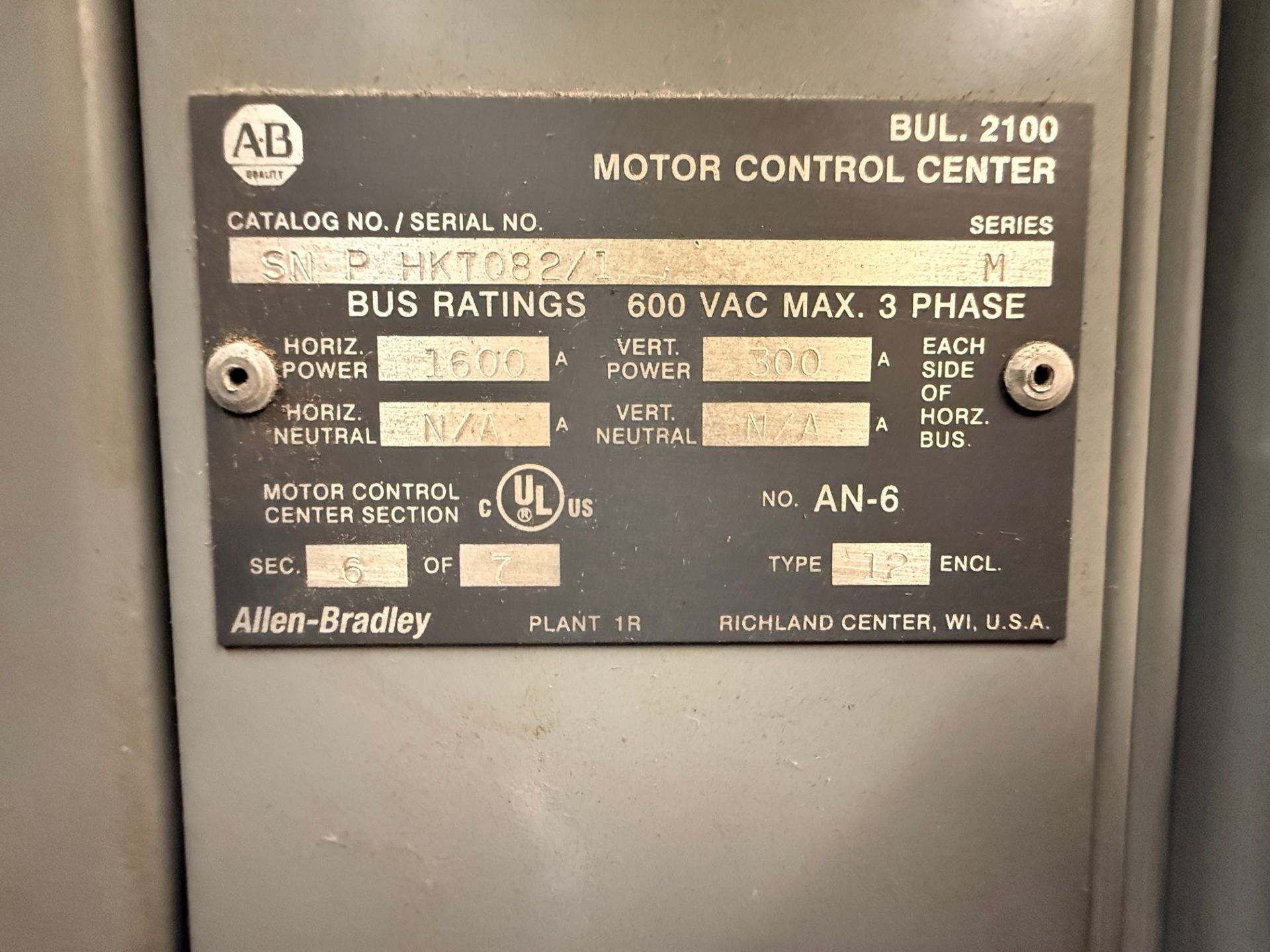 ALLEN-BRADLEY MCC-11-C-1, 6-Station Stacker 1600 Horizontal Power, 300 ...
