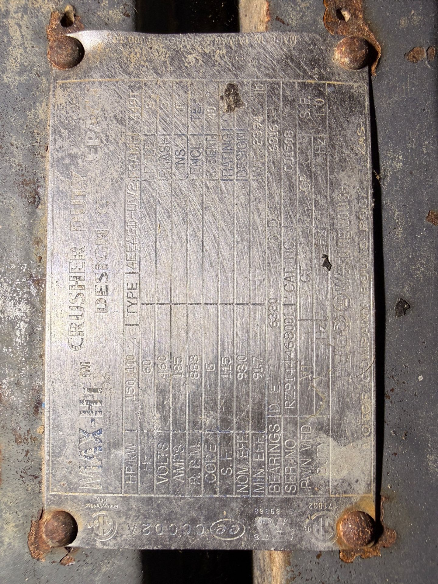 TECO-WESTING-HOUSE Max.-HT 150 Hp, 110 Kw, 449T Frame, 883 (RPM) 3phase ...