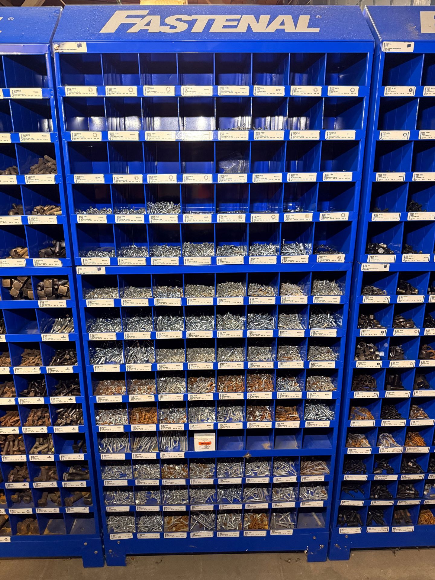 (1) Lot of (3) FASTENAL tool bin w/ contents to include scerws,bolts ...