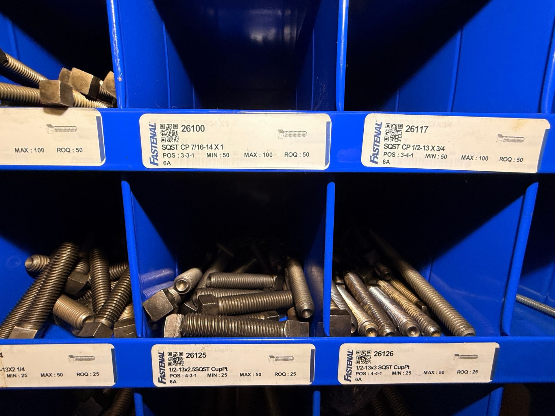 (1) Lot of (3) FASTENAL tool bin w/ contents to include scerws,bolts ...