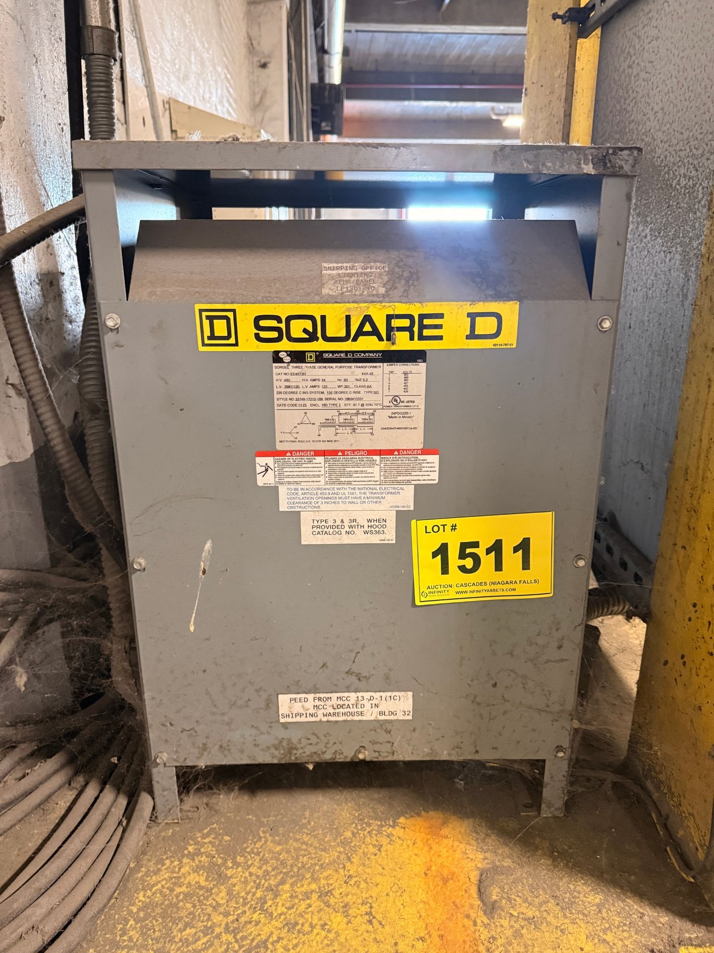 Square D transformer (480v 125a type 3) and lighting breaker panel ...
