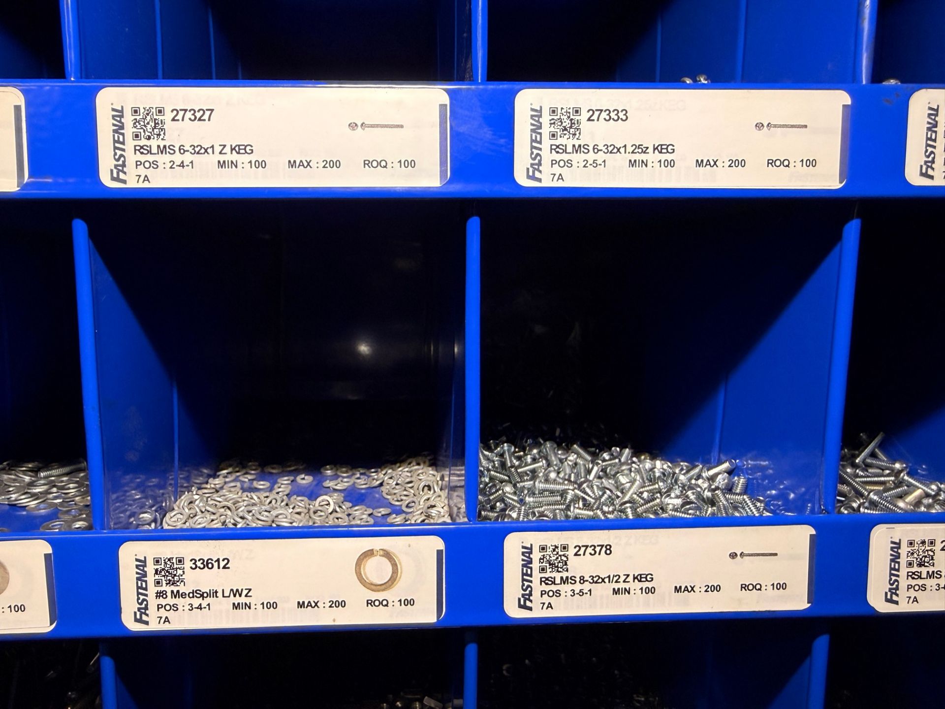 (1) Lot of (3) FASTENAL tool bin w/ contents to include scerws,bolts ...