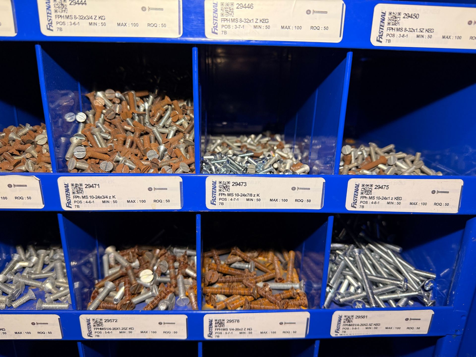 (1) Lot of (3) FASTENAL tool bin w/ contents to include scerws,bolts ...