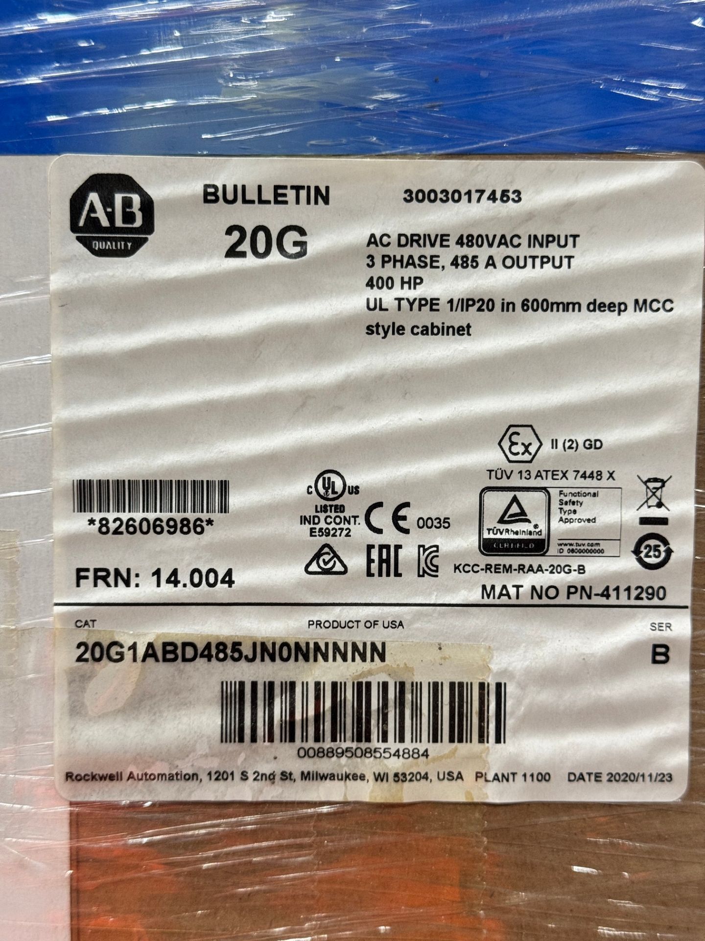 ALLEN-BRADLEY VFD; Powerflex 755, 480VAC, 450HP, IBM: 90185276 (Loc ...