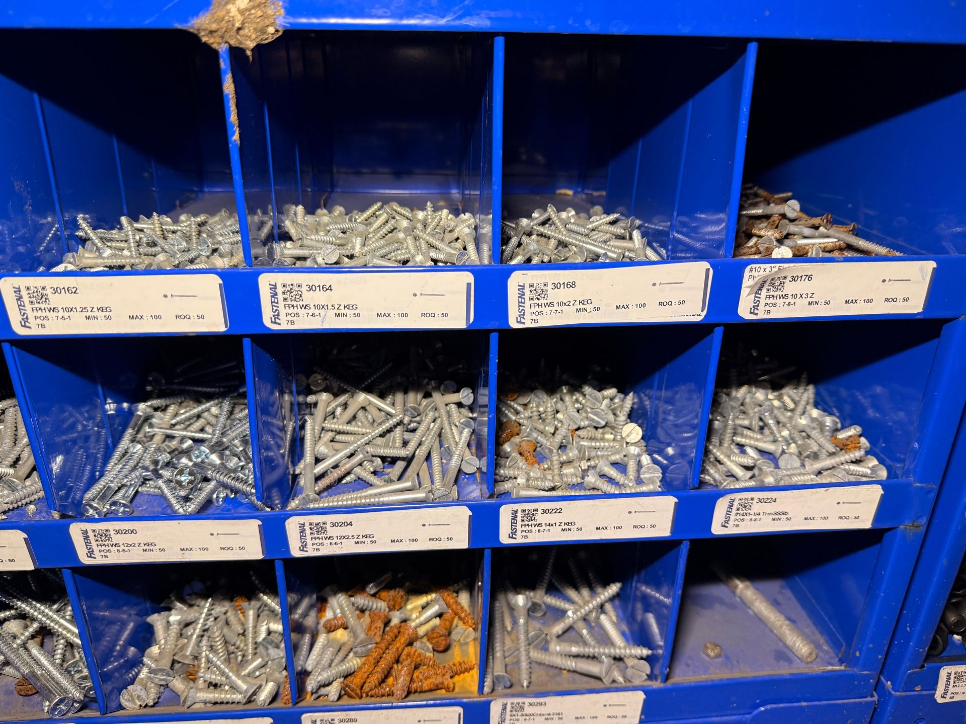 (1) Lot of (3) FASTENAL tool bin w/ contents to include scerws,bolts ...