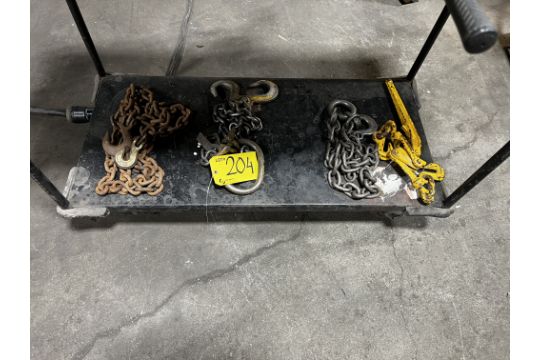 LOT OF AST. INDUSTRIAL LIFTING EQUIPMENT, CHAINS, PROFILE 2000 WINCH W ...