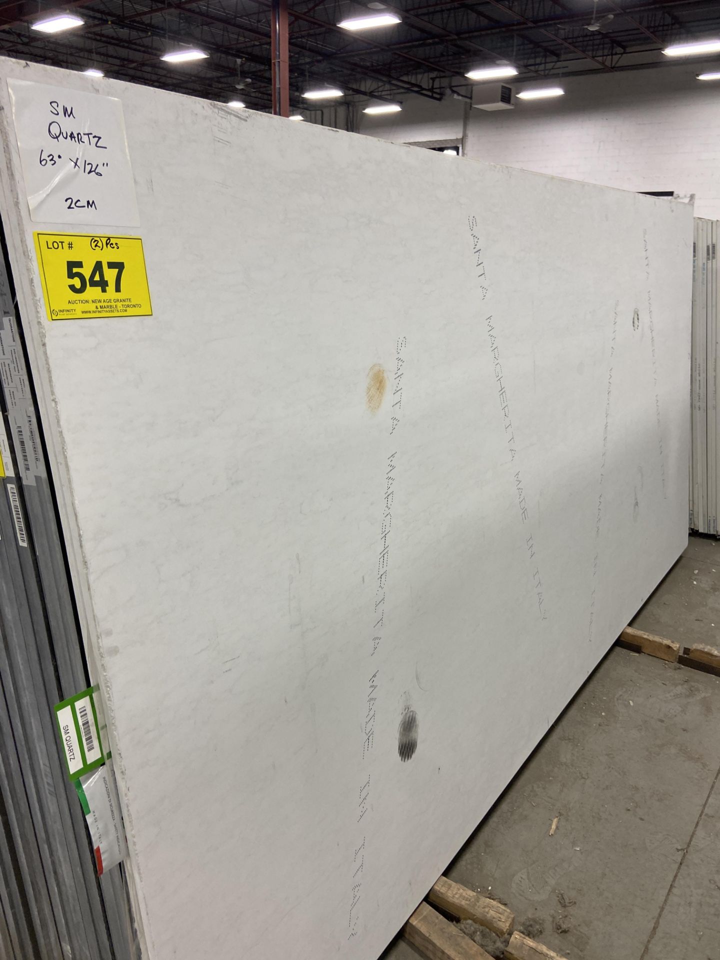 SNOW WHITE QUARTZ SLAB, 63' X 126", 2CM THICKNESS (SUBJECT TO BULK BID ...
