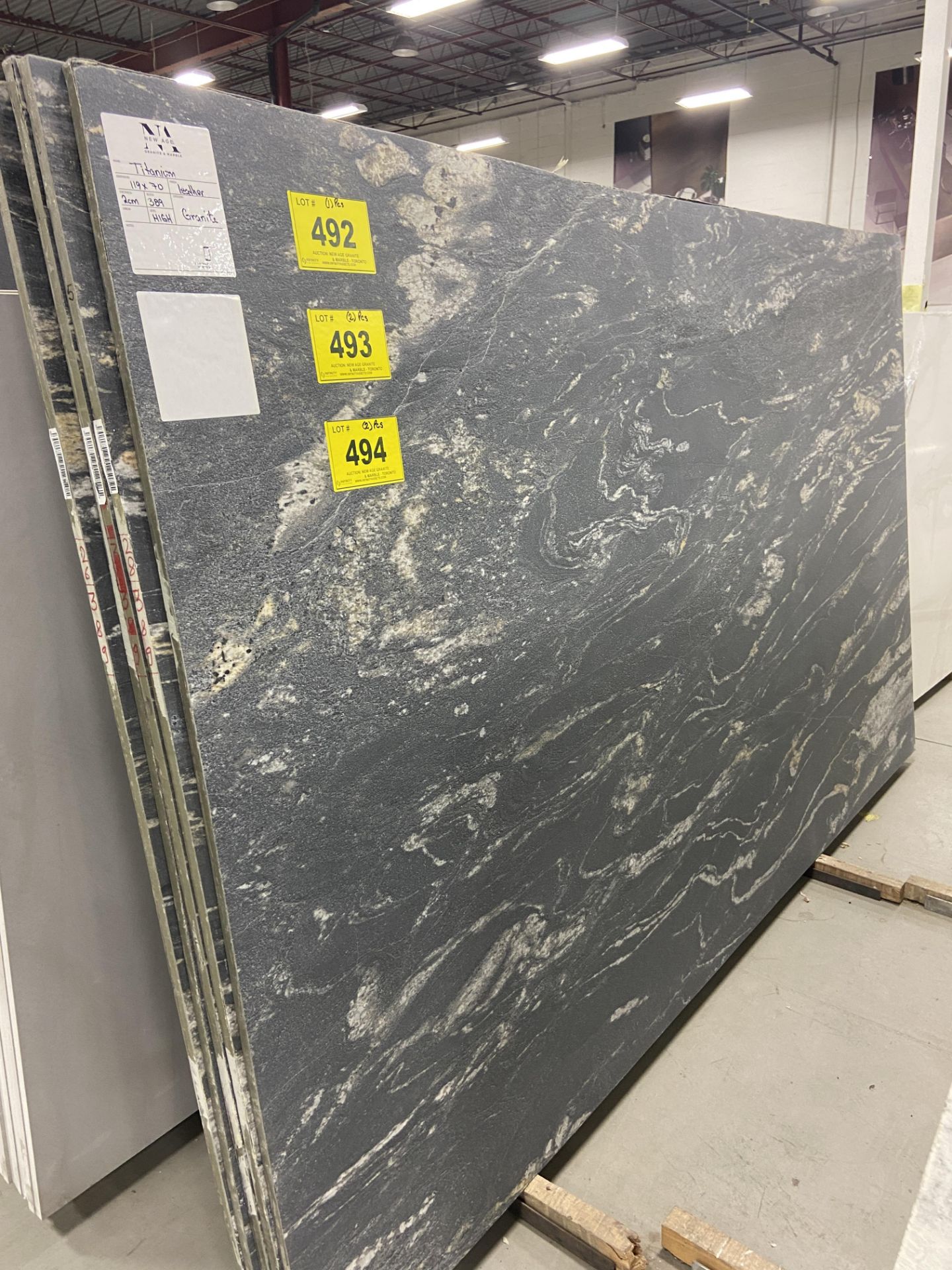 TITANIUM LEATHER GRANITE SLAB, 119" X 70", 2CM THICKNESS