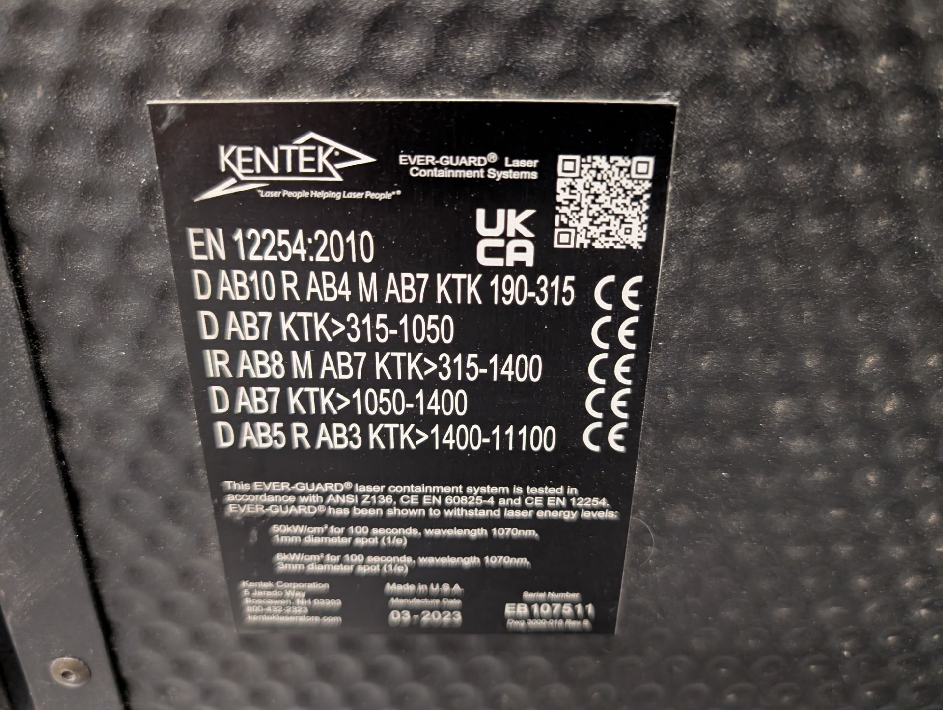 KENTEK CLASS 4 LASER CONTROLLED AREA, ENCLOSURE W/ ENTRY GUARD ...