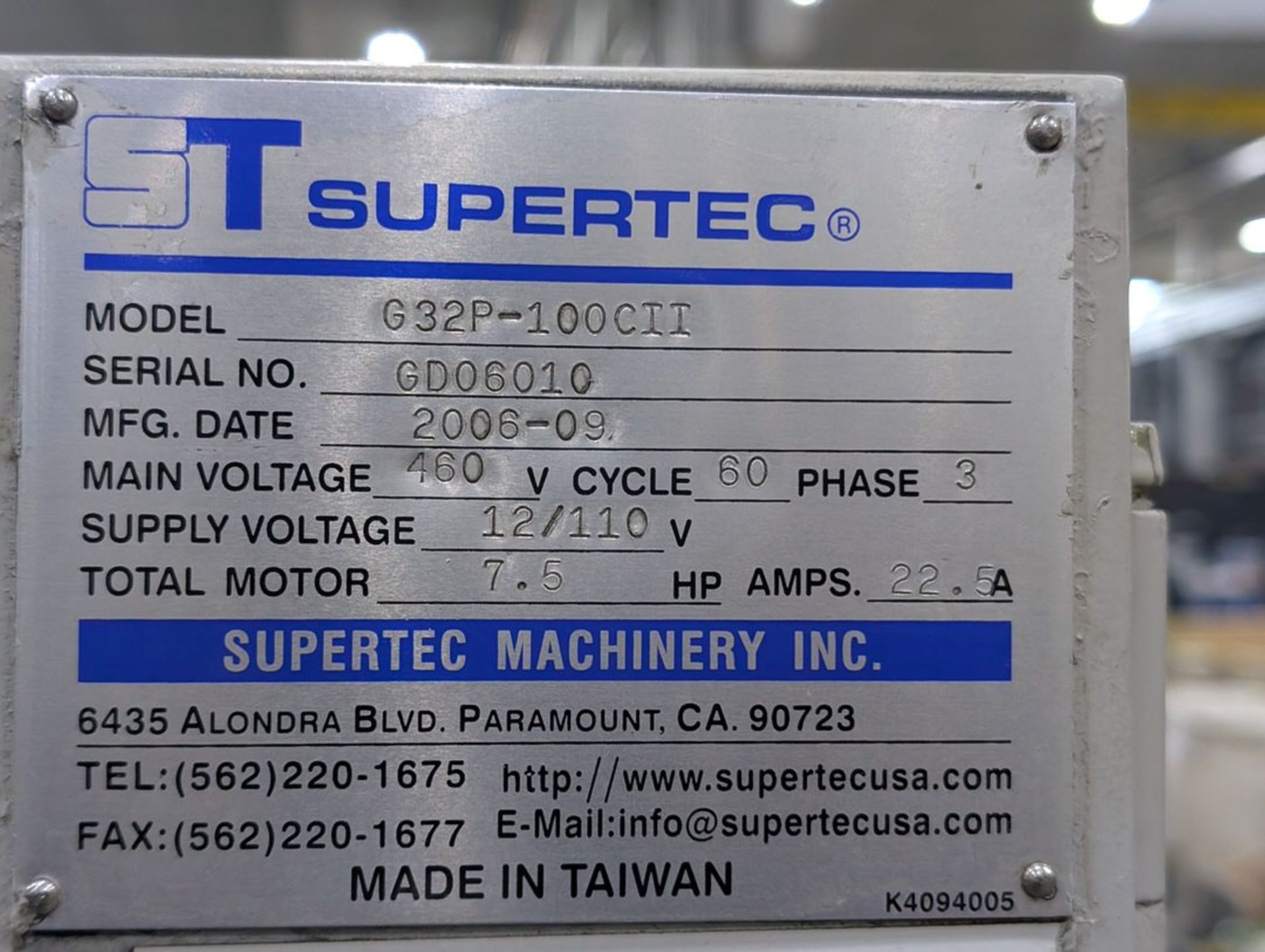 2006 Supertec G32P-60CII Cylindrical Grinder 440/3/60 W/ ST Controller ...