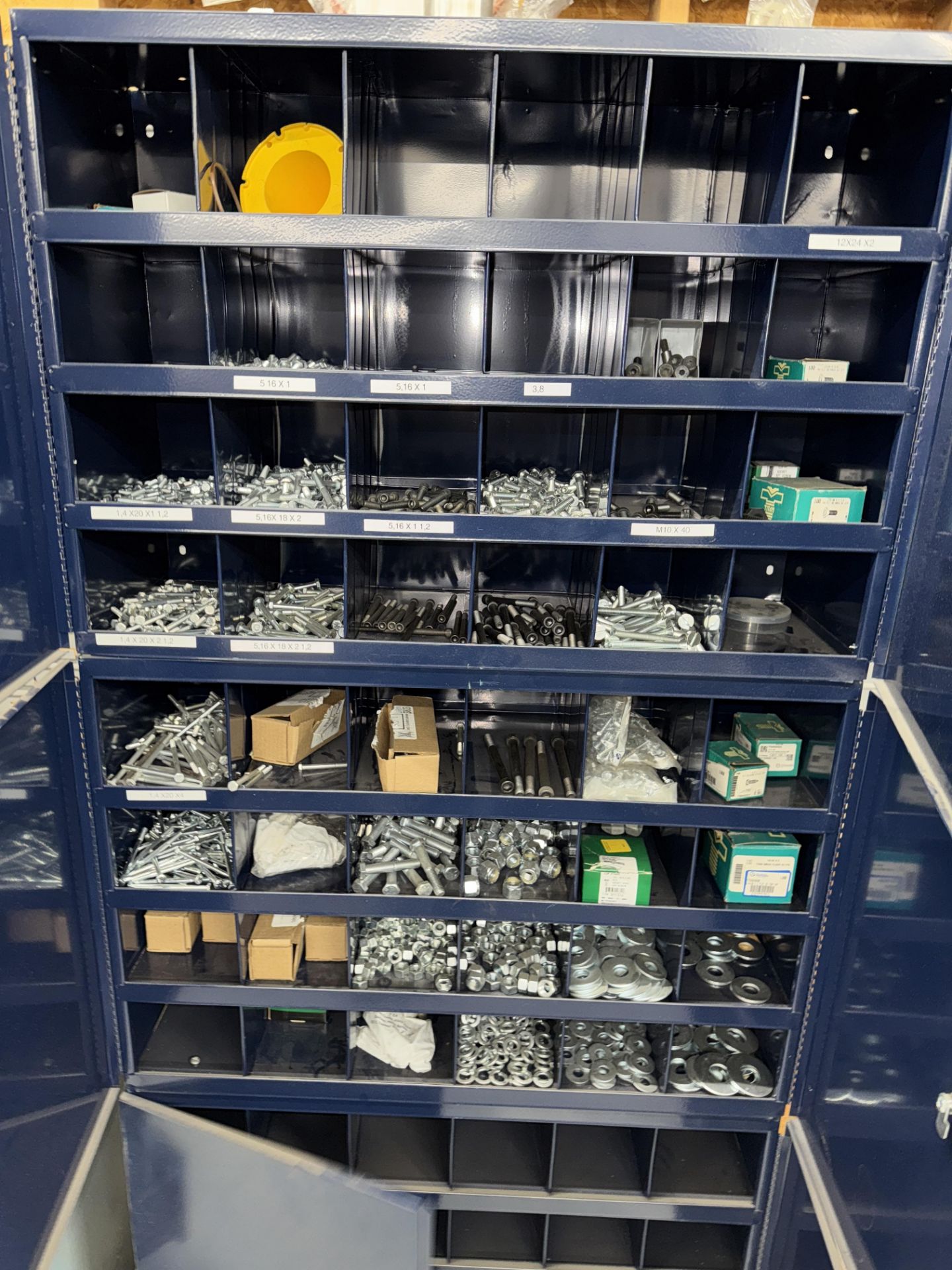 LOT (3) Applied Supplies 2-Door Metal 24-Pocket Parts Cabinet w/ Nuts ...