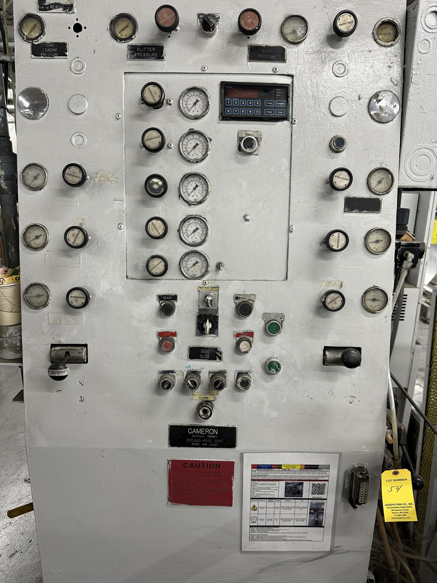 Cameron Type 600-8-KHDF 64" Shear Cut Duplex Surface Drive Slitter s/n ...