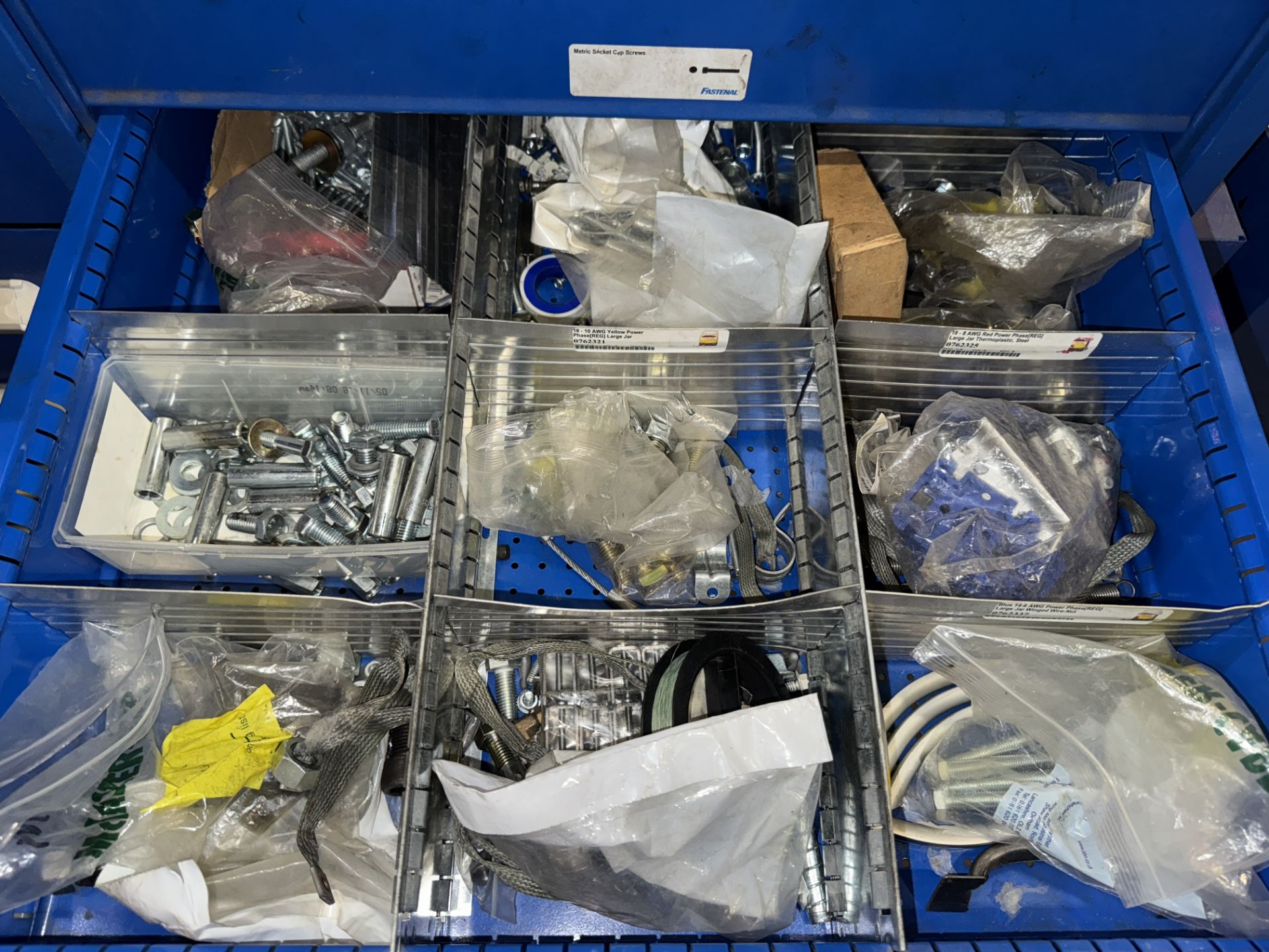 Fastenal 12 Drawer Parts Cabinet with Nuts, Bolts, Hardware