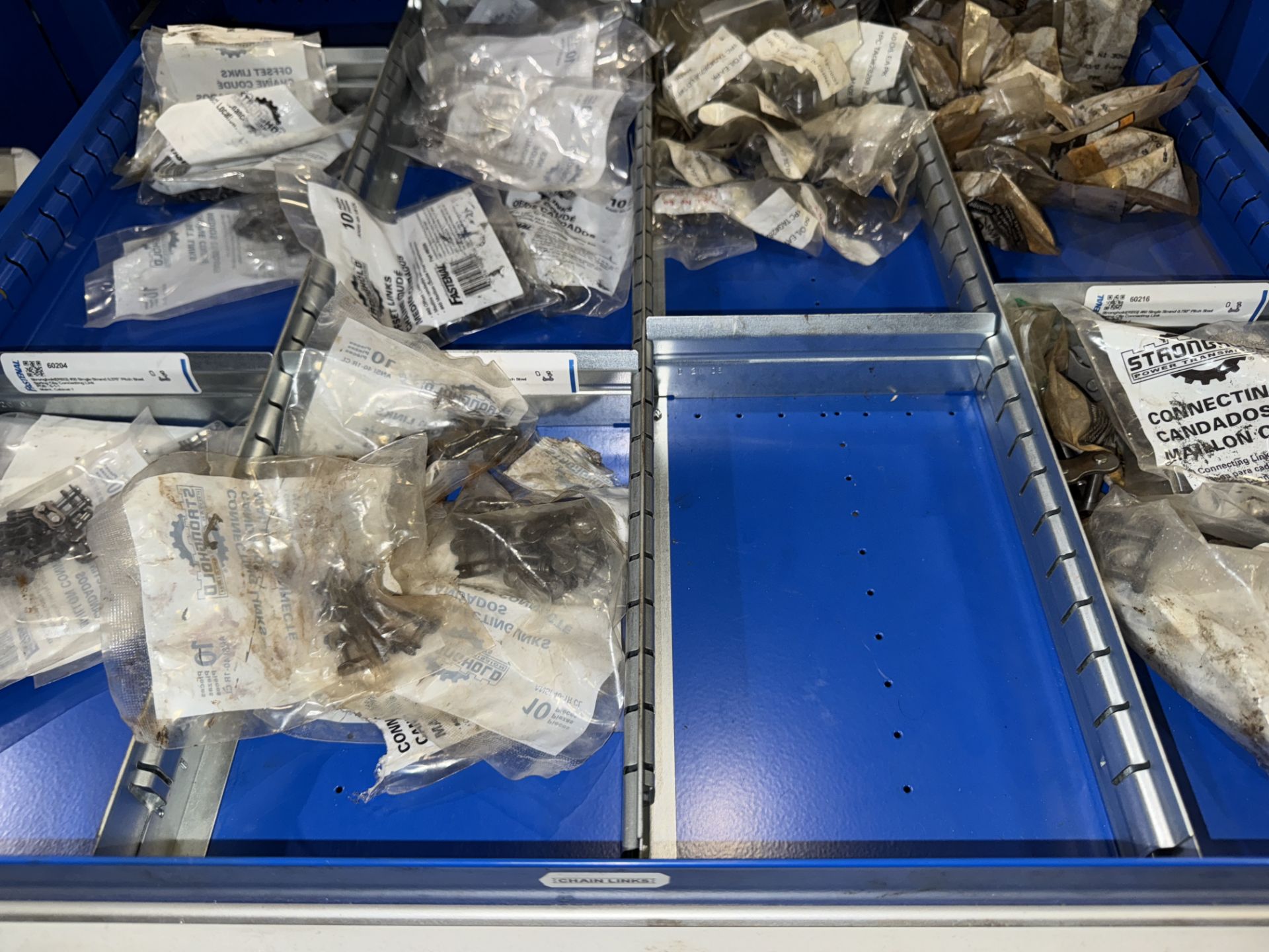 Fastenal 11 Drawer Parts Cabinet with Chain Links, Connectors, Tees ...