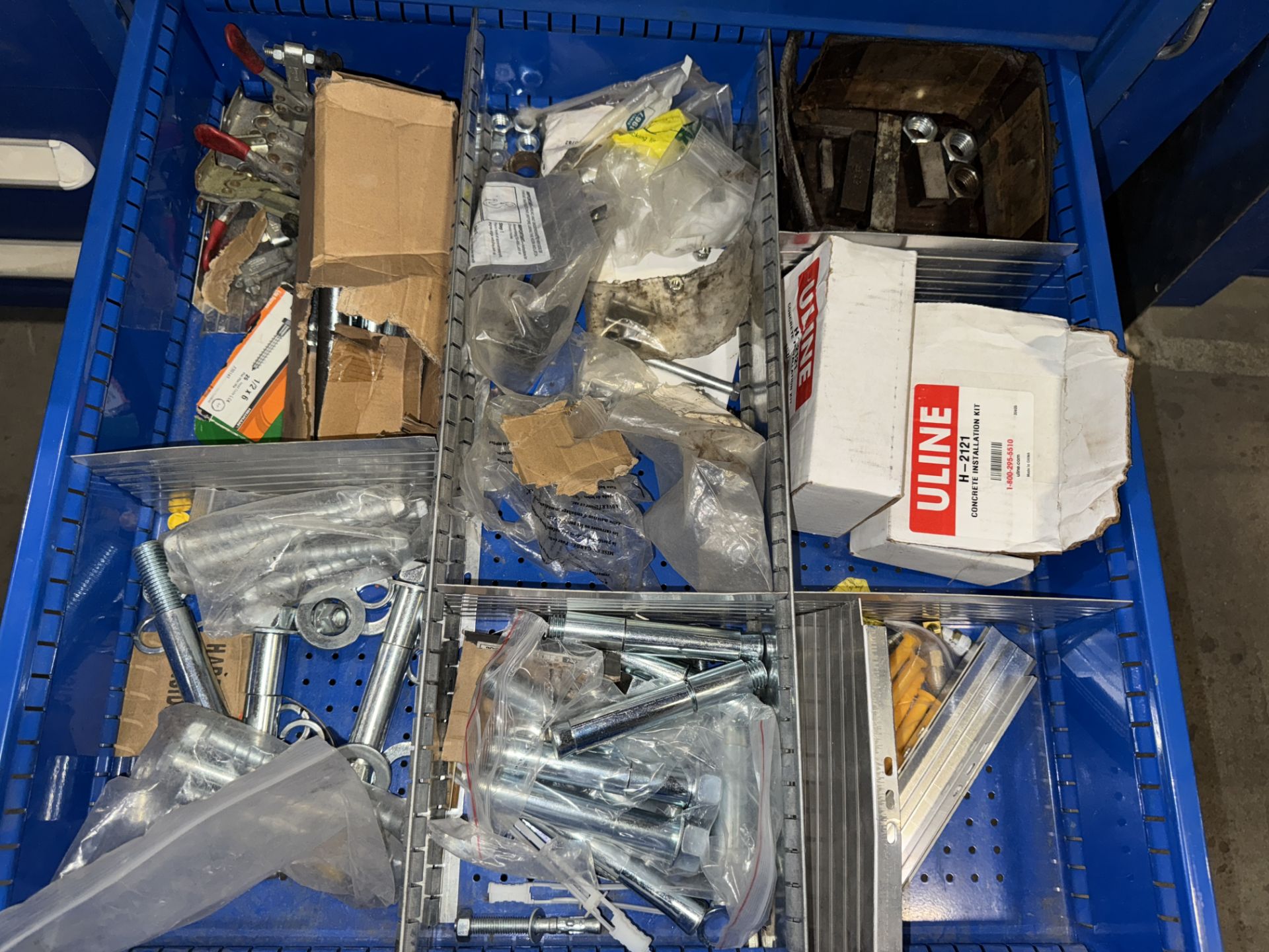 Fastenal 12 Drawer Parts Cabinet with Nuts, Bolts, Hardware