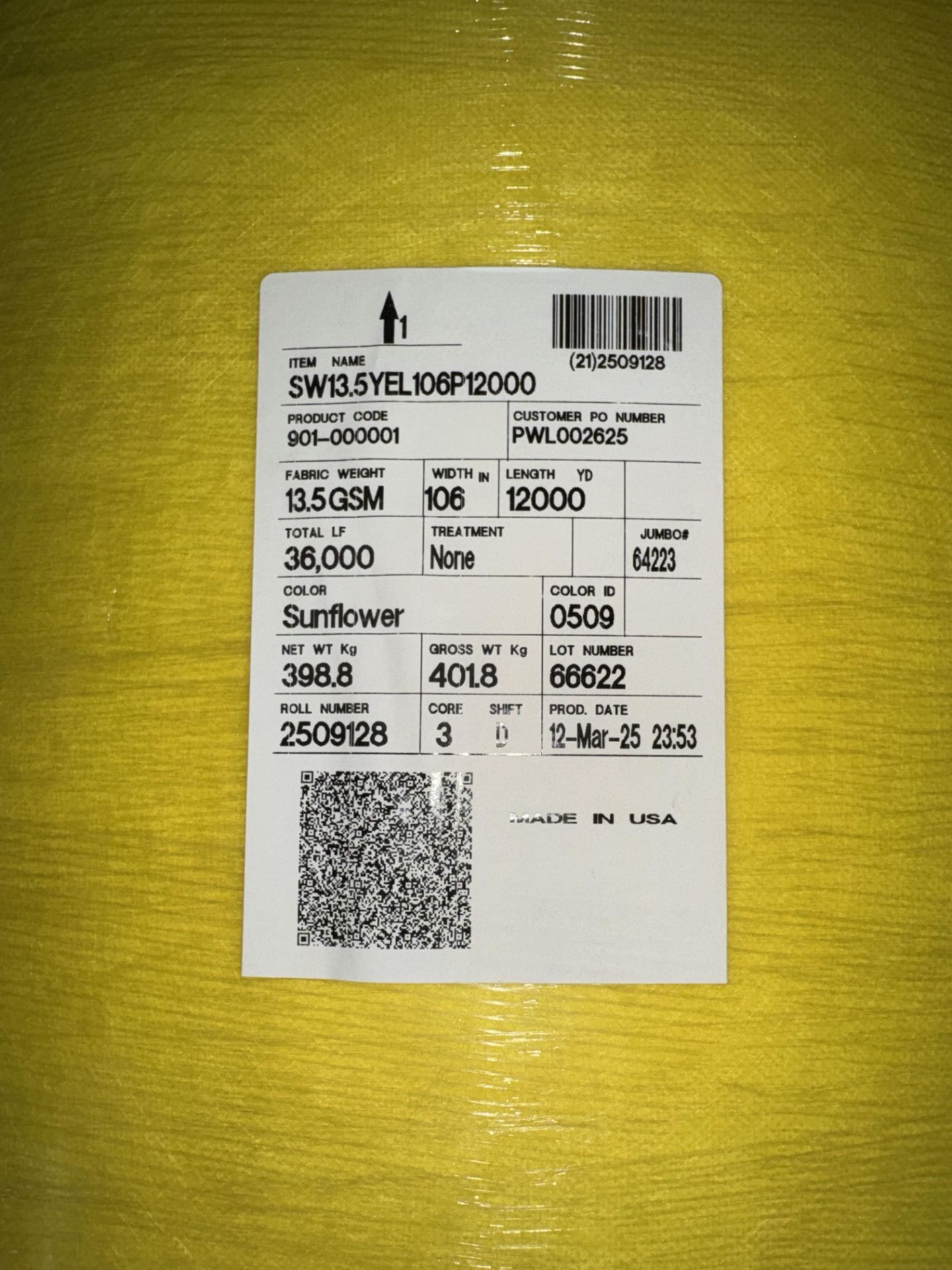 LOT (6) Rolls of Yellow Avanti #901-000001