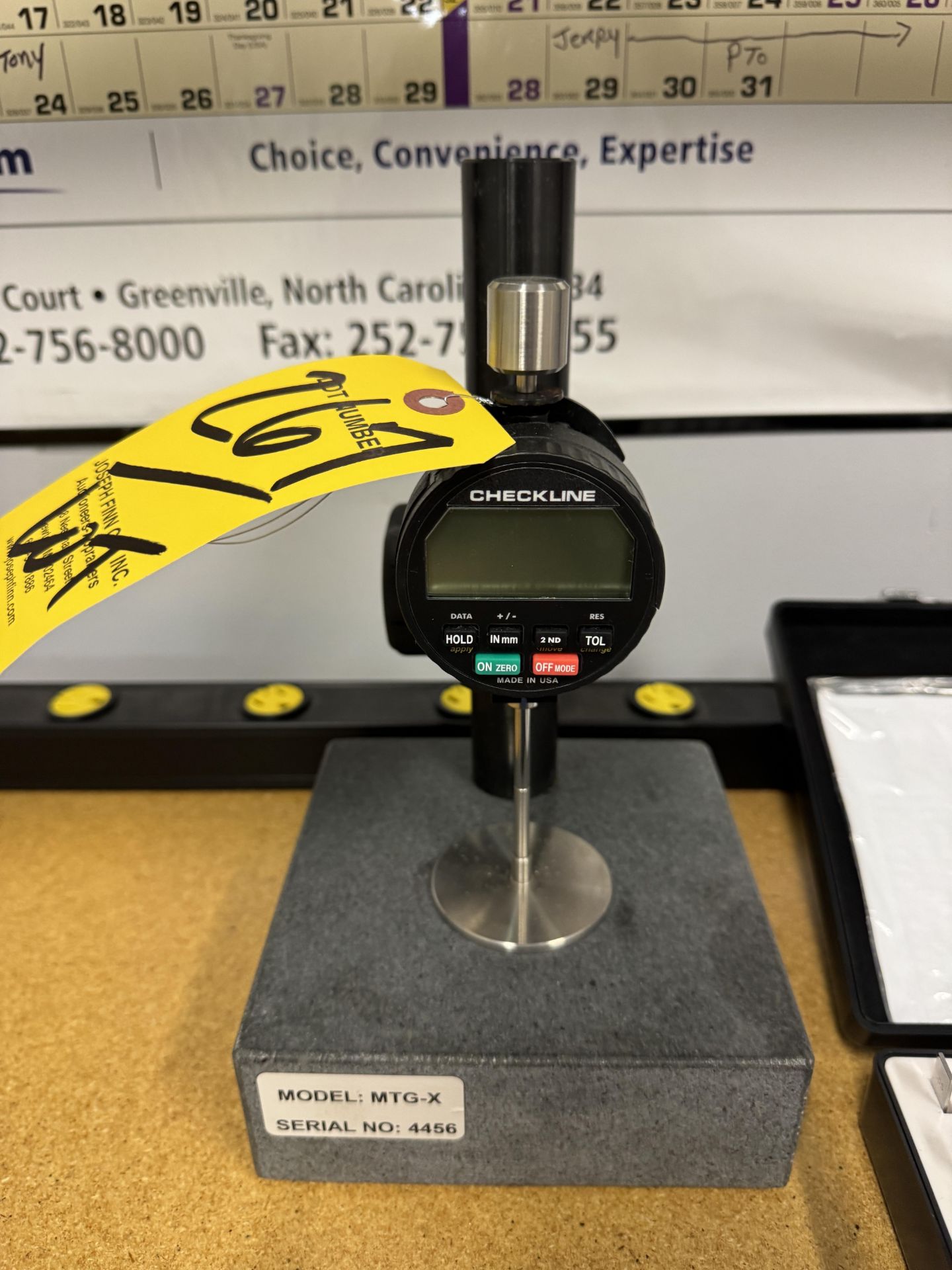 LOT Checkline Digital Gage w/ 6" x 6" Granite Plate, Cross Weight Set ...
