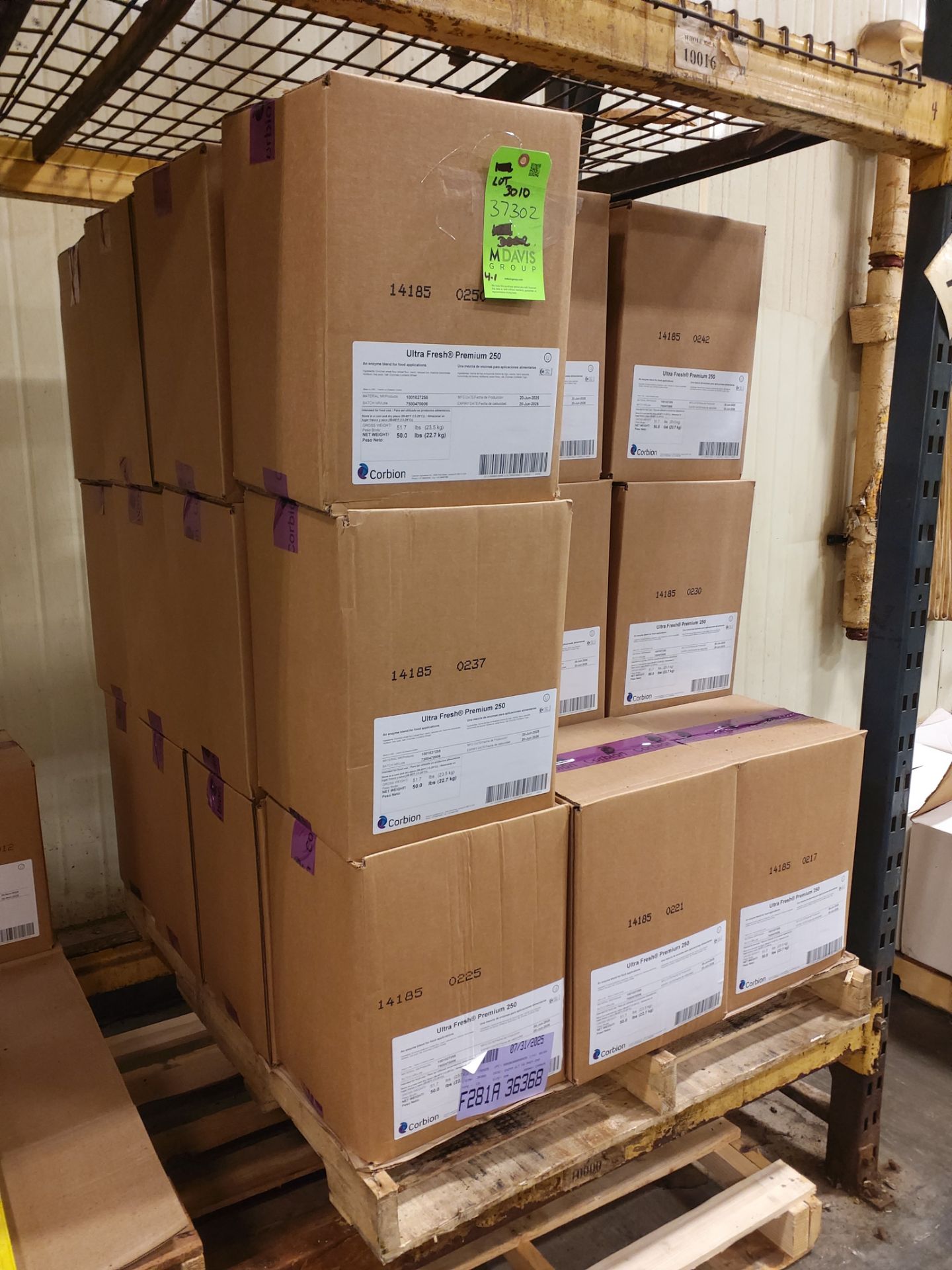 50 Lb. Boxes of Corbion Ultra Fresh Premium 250 on Pallet. Expires 20 ...
