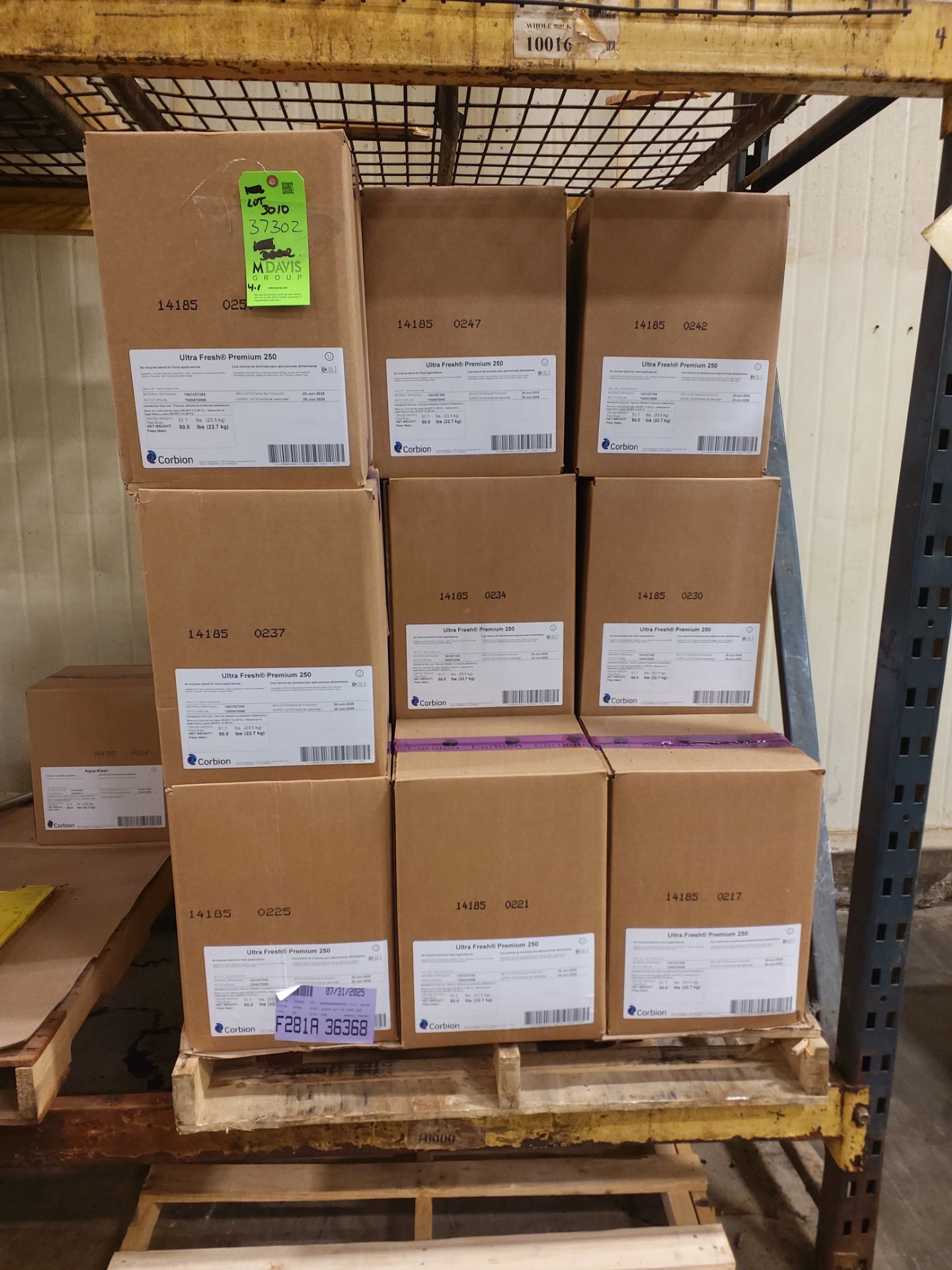 50 Lb. Boxes of Corbion Ultra Fresh Premium 250 on Pallet. Expires 20 ...