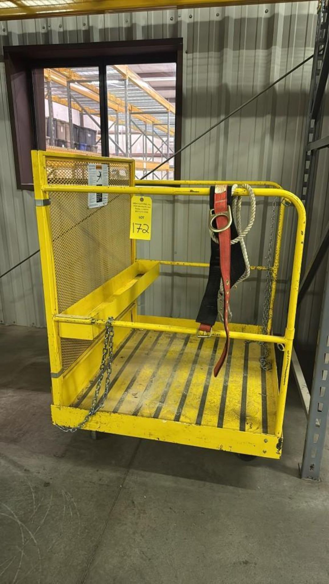 Forklift Safety Cage Platform, Yellow, Steel, Approx. 1000 lbs Capacity ...