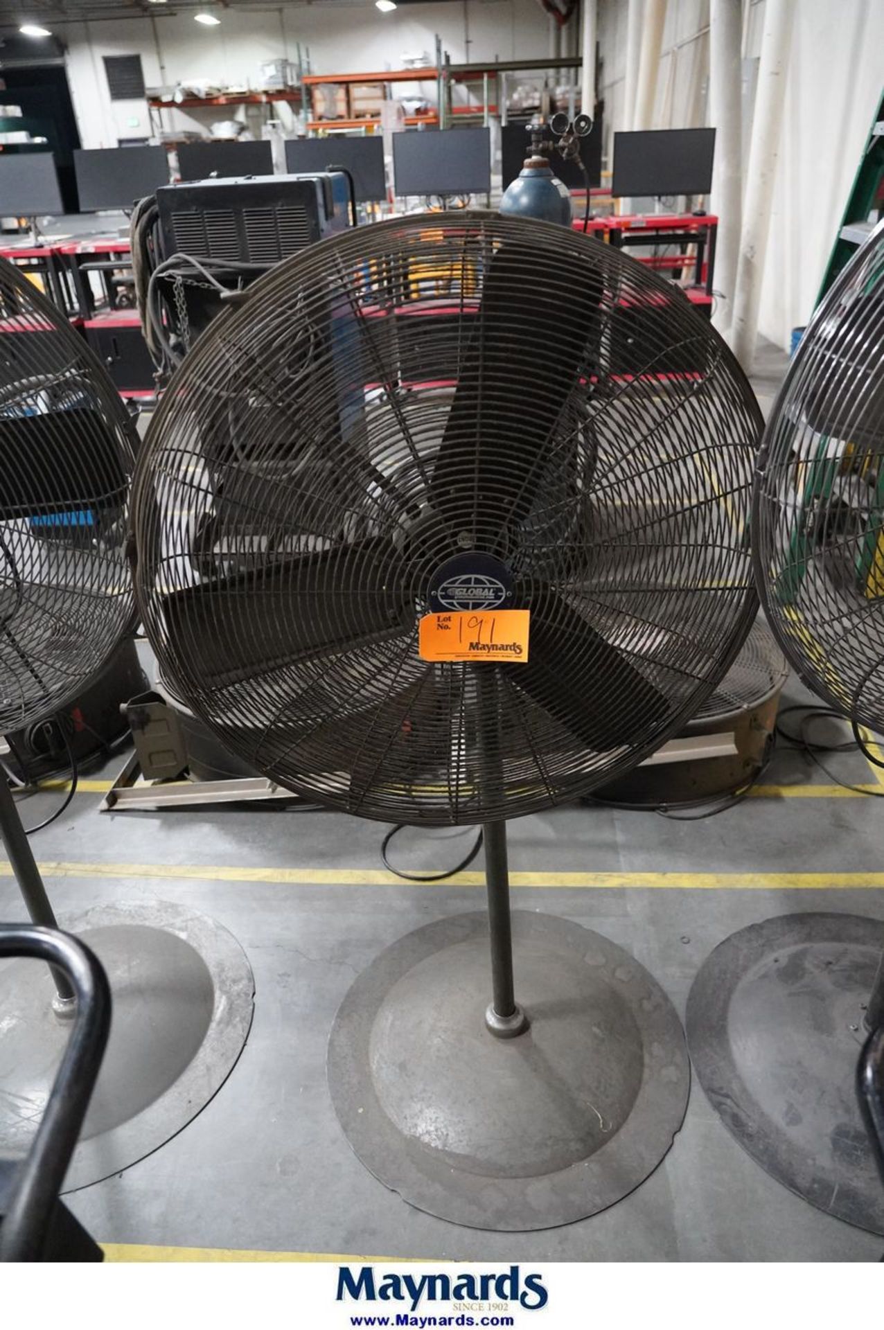 (3) Global Pedestal Style Industrial Shop Fans