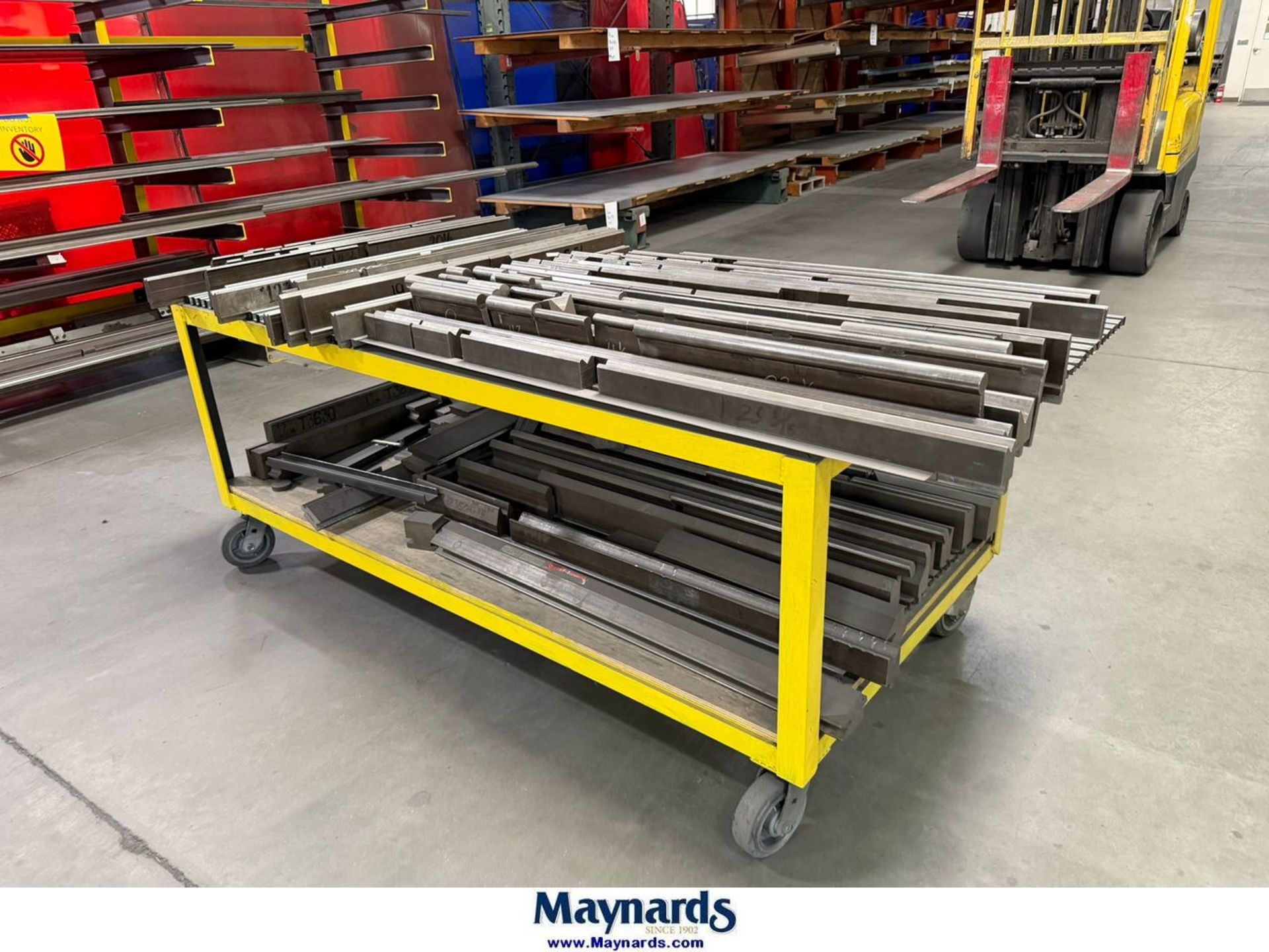 Lot of Press Brake Dies w/ Cart (Yellow) ; Longest Die is 47" Long