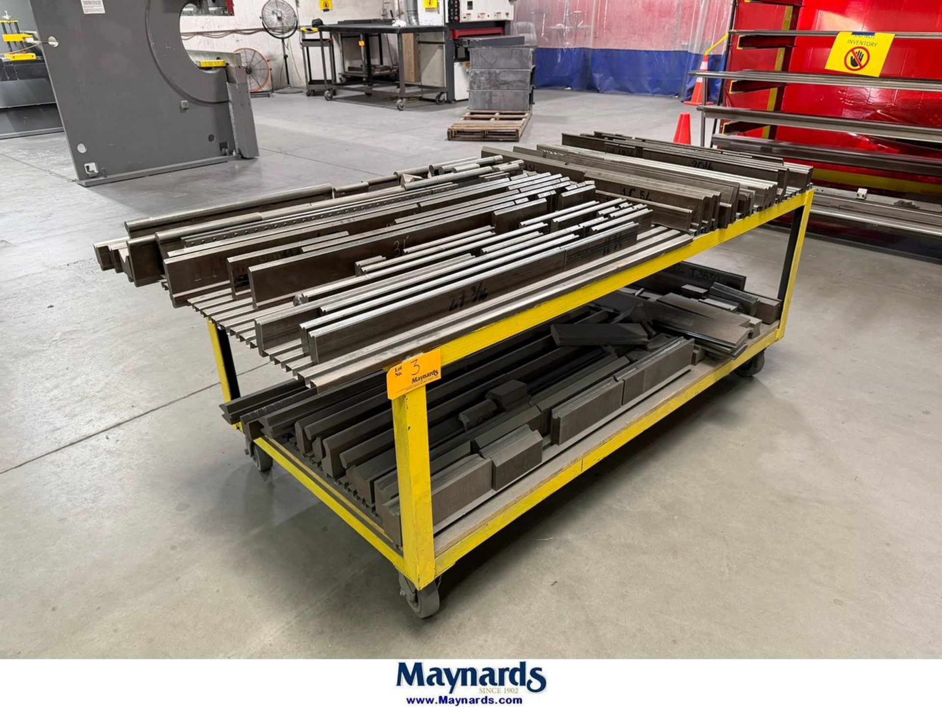 Lot of Press Brake Dies w/ Cart (Yellow) ; Longest Die is 47" Long