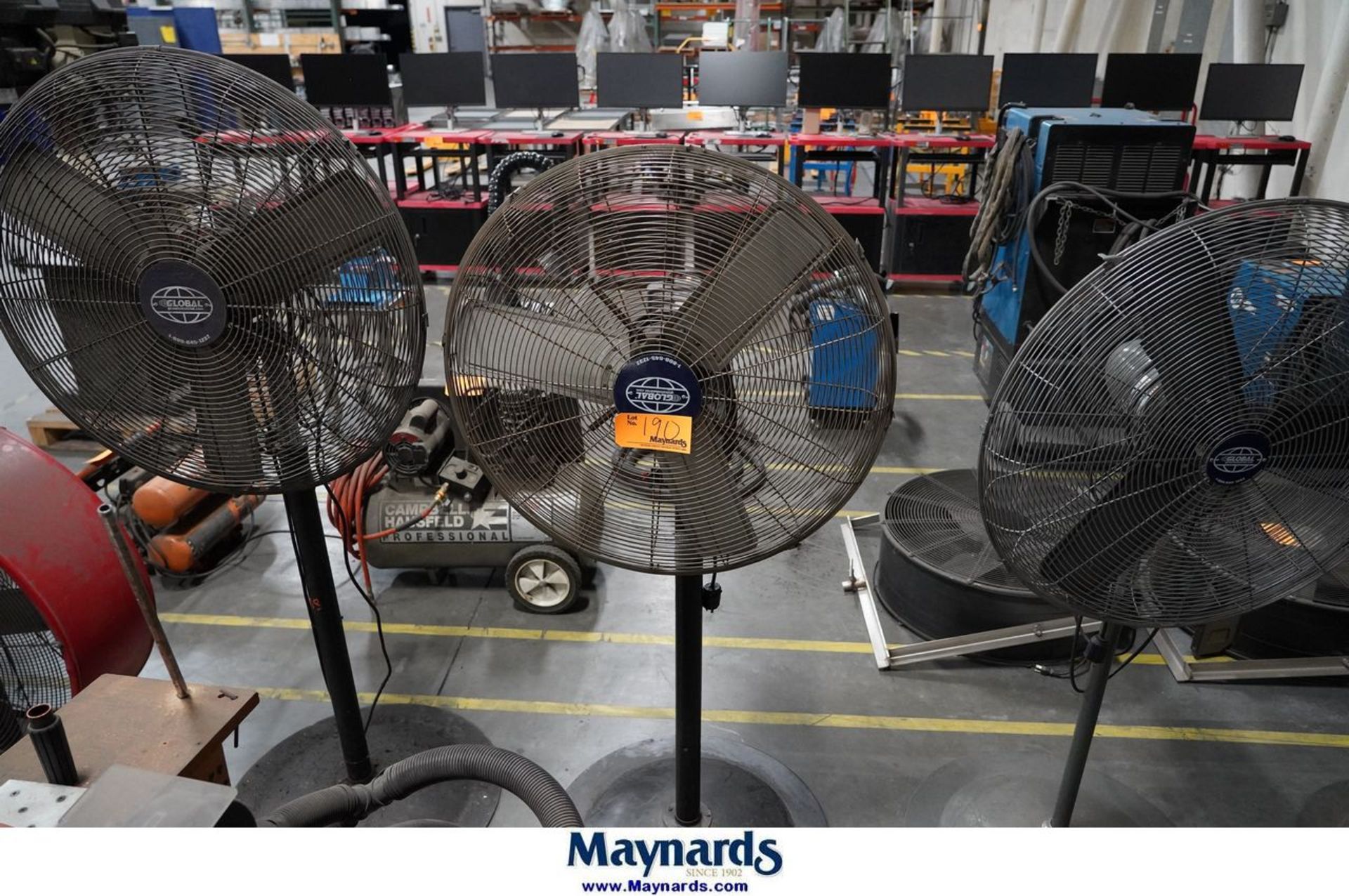 (3) Global Pedestal Style Industrial Shop Fans